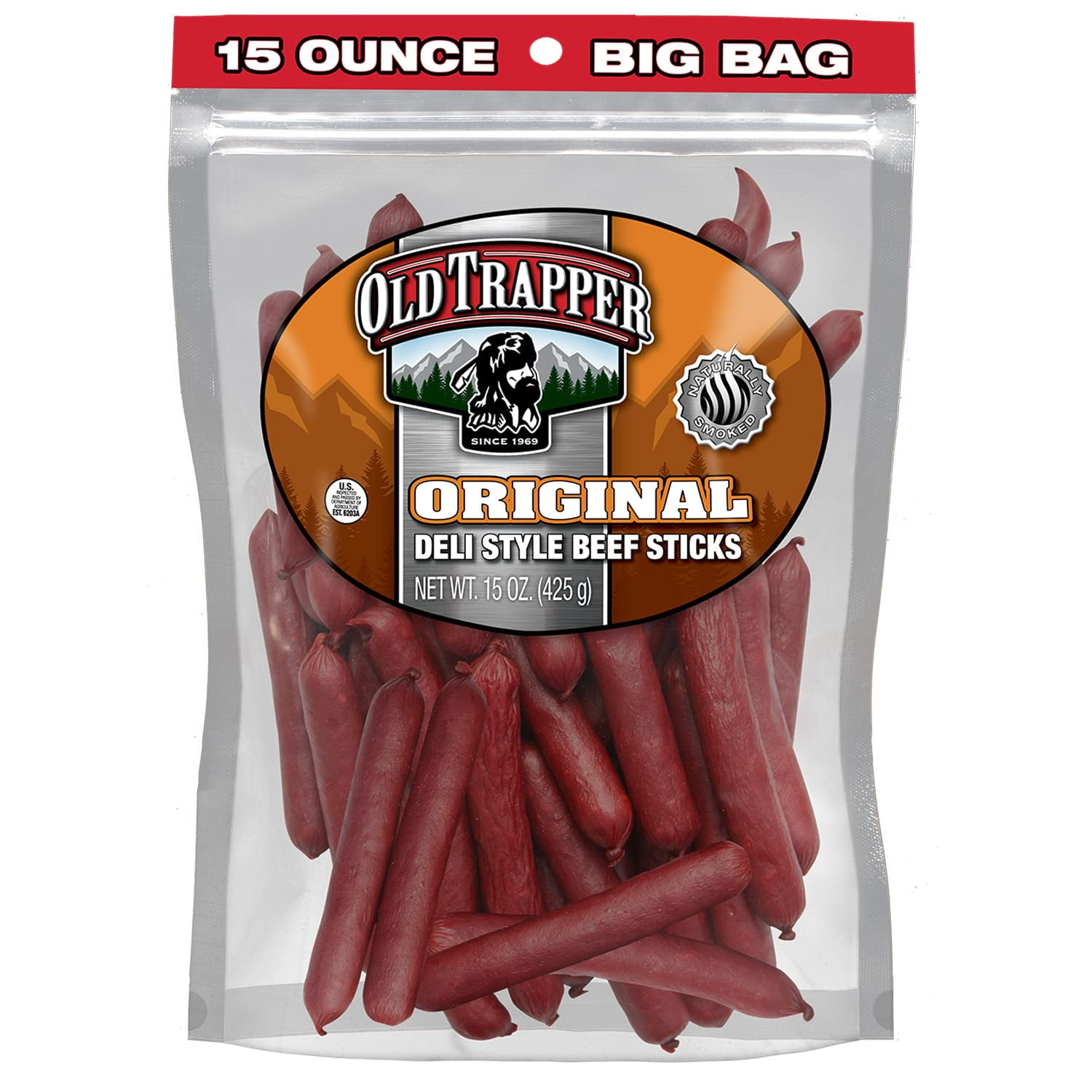 Old Trapper Original Deli-Style Beef Sticks,15-Ounce TVS1 Package ...