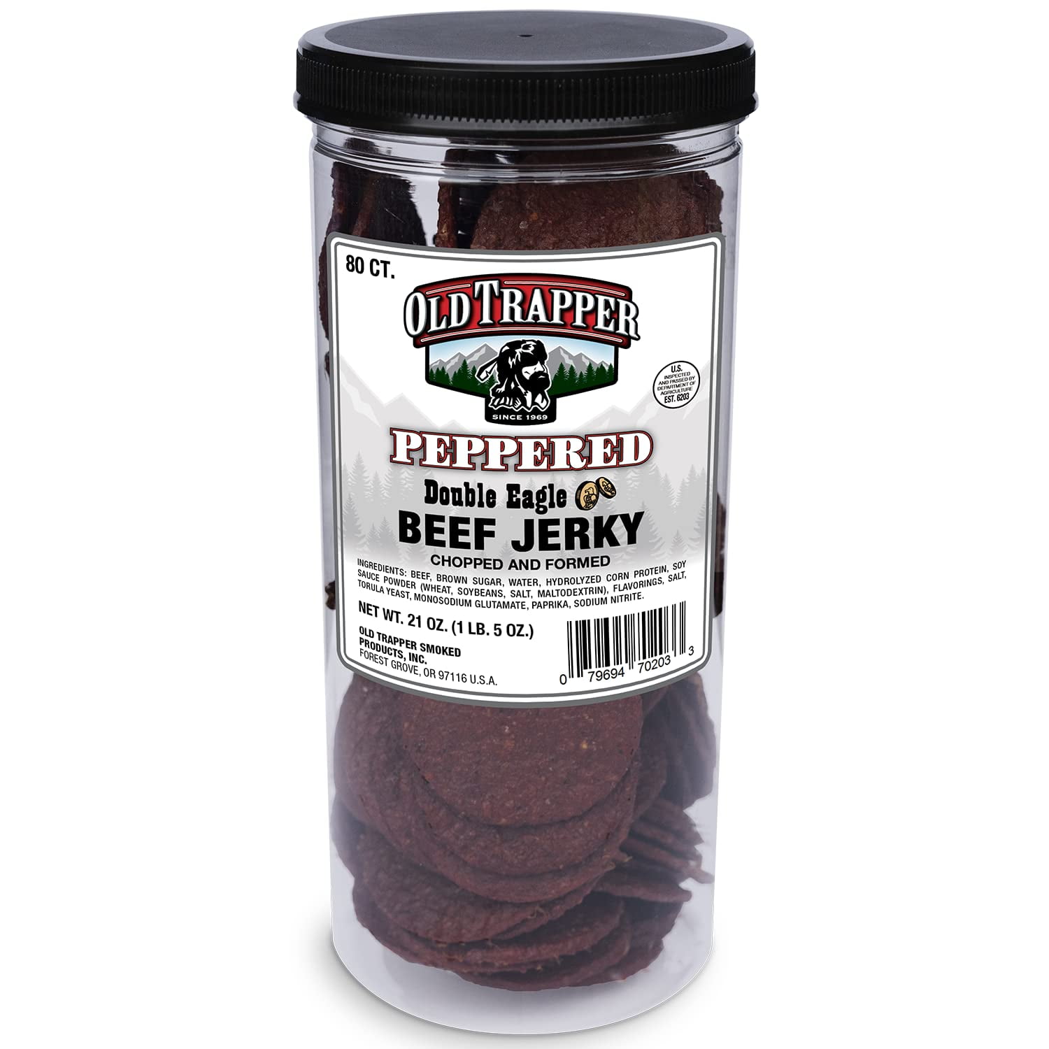 Old Trapper Double Eagle DMF15 Beef Jerky, Peppered Flavor, 21oz. 80 ...