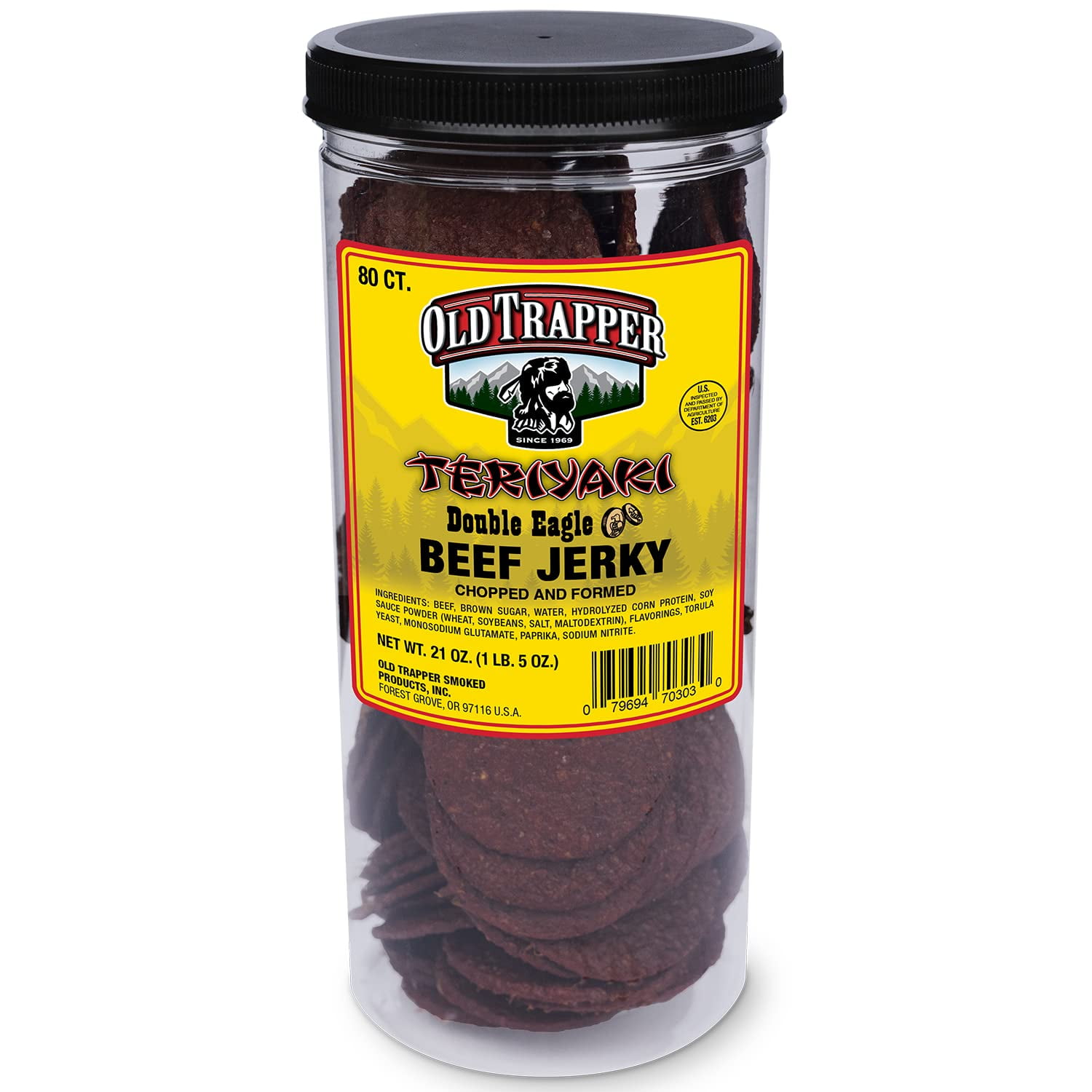 Old Trapper Double Eagle MMF7 Beef Jerky, Teriyaki Flavor, 21oz. 80 ...