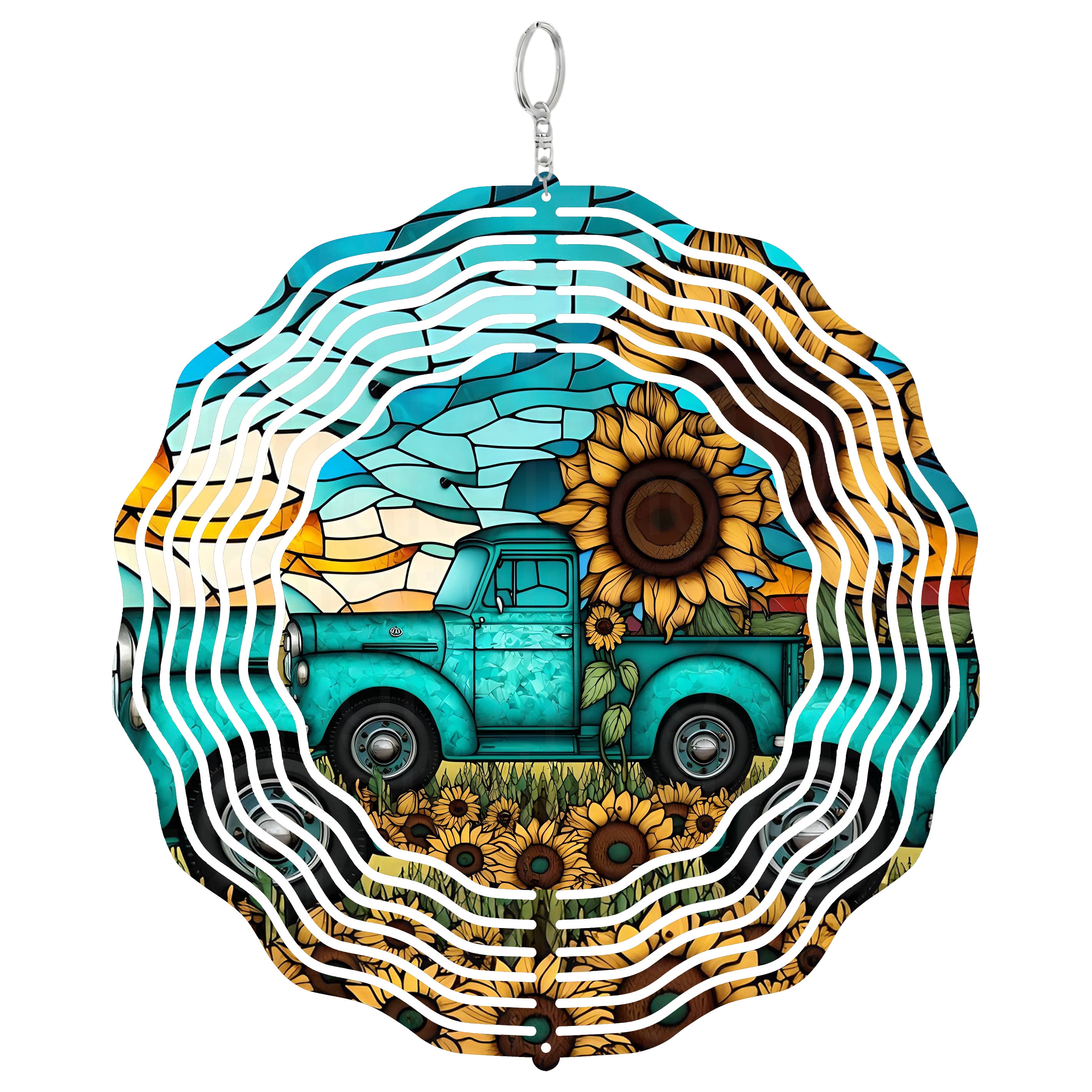 Old Truck Sunflowers Fall 3D Wind Spinner Kinetic Hanging Garden Decor ...