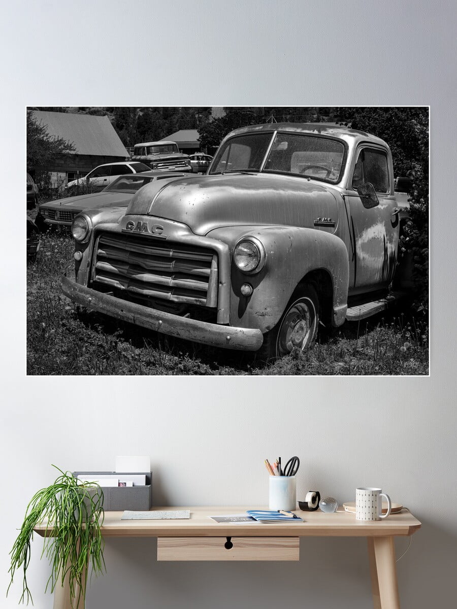 Old Vehicle Xii Bw Gmc Truck Poster Wall Art, Modern Wall Decor For ...