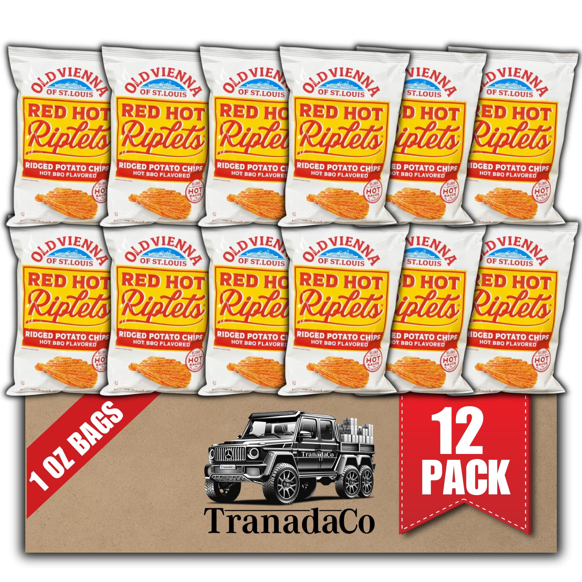 Old Vienna of St. BCF26 Louis Red Hot Riplets Hot BBQ Chips 1oz Bags ...