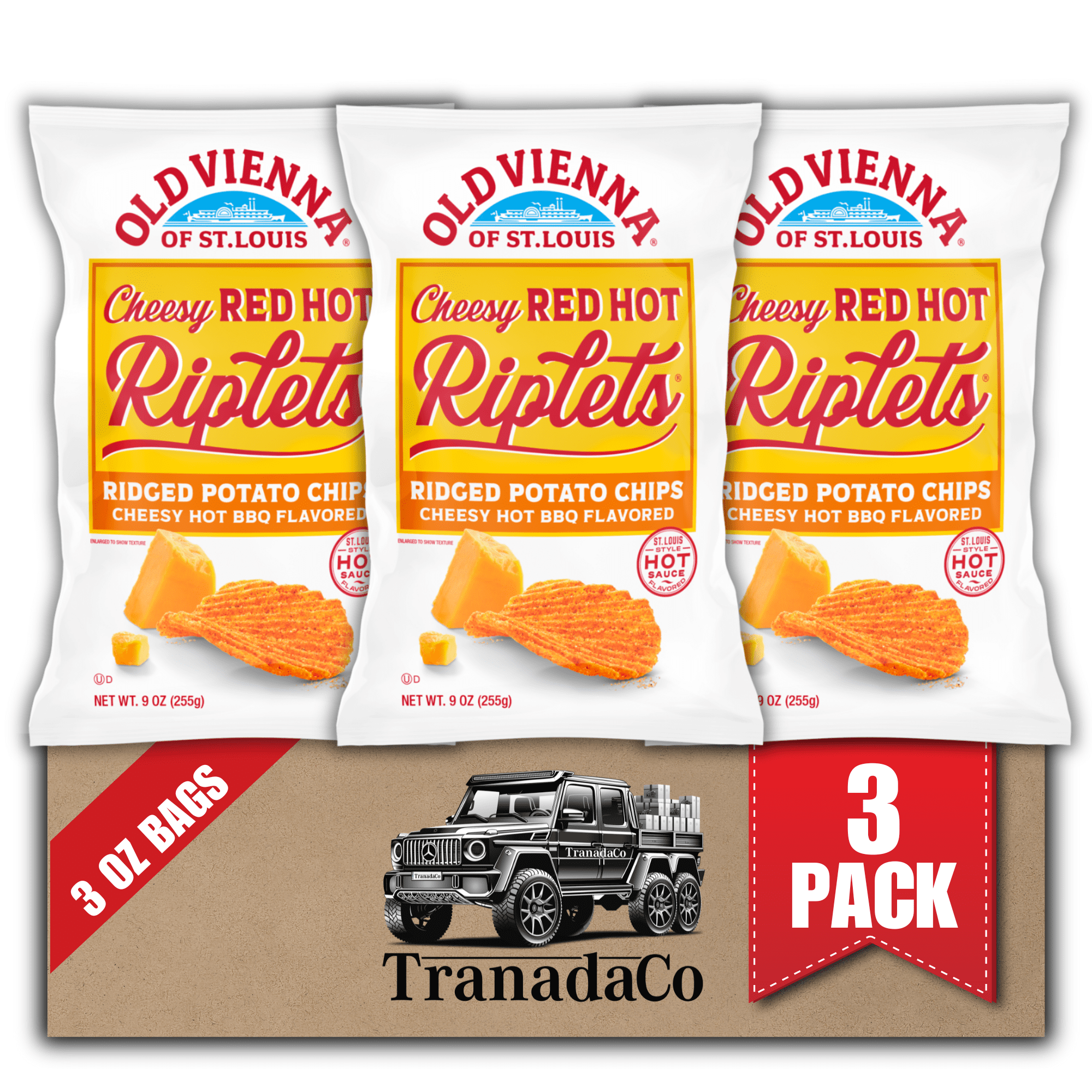 Old Vienna of St. Louis Cheesy Red Hot Riplets Ridged Potato Chips 3oz ...