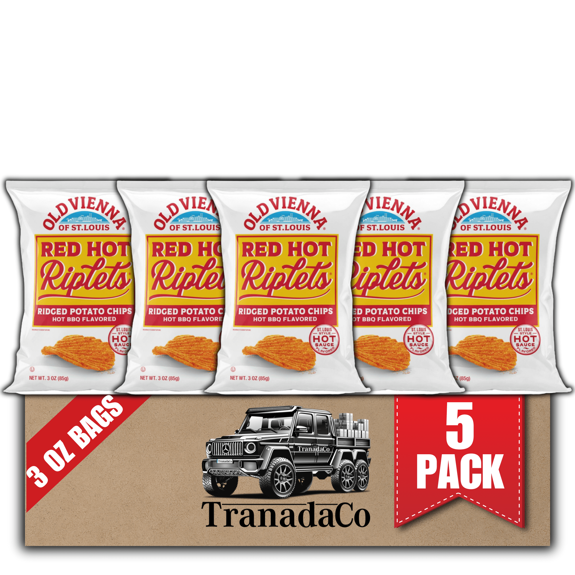 Old Vienna of St. Louis Red Hot Riplets Hot BBQ Chips 3oz Bags (Pack of ...