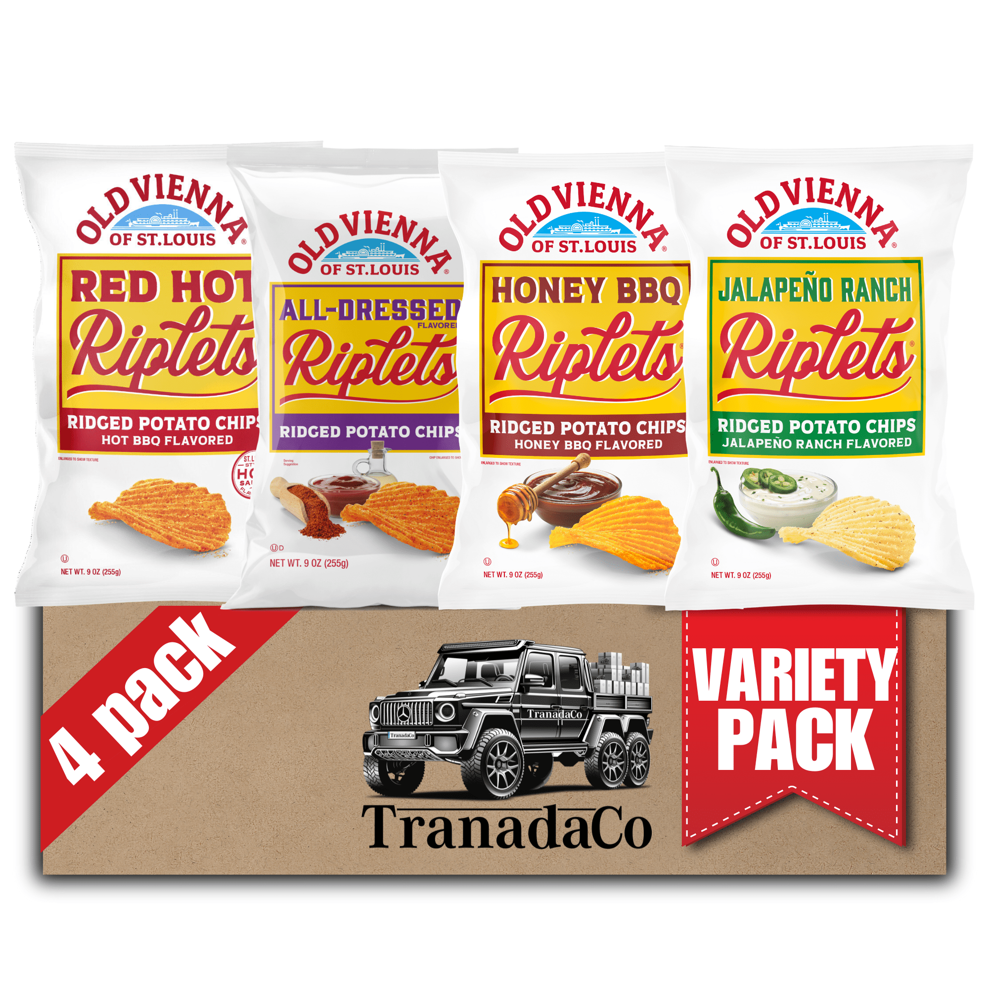 Old Vienna of St. Louis Ridged Potato Chips 9oz Bags Variety (4 Pack ...