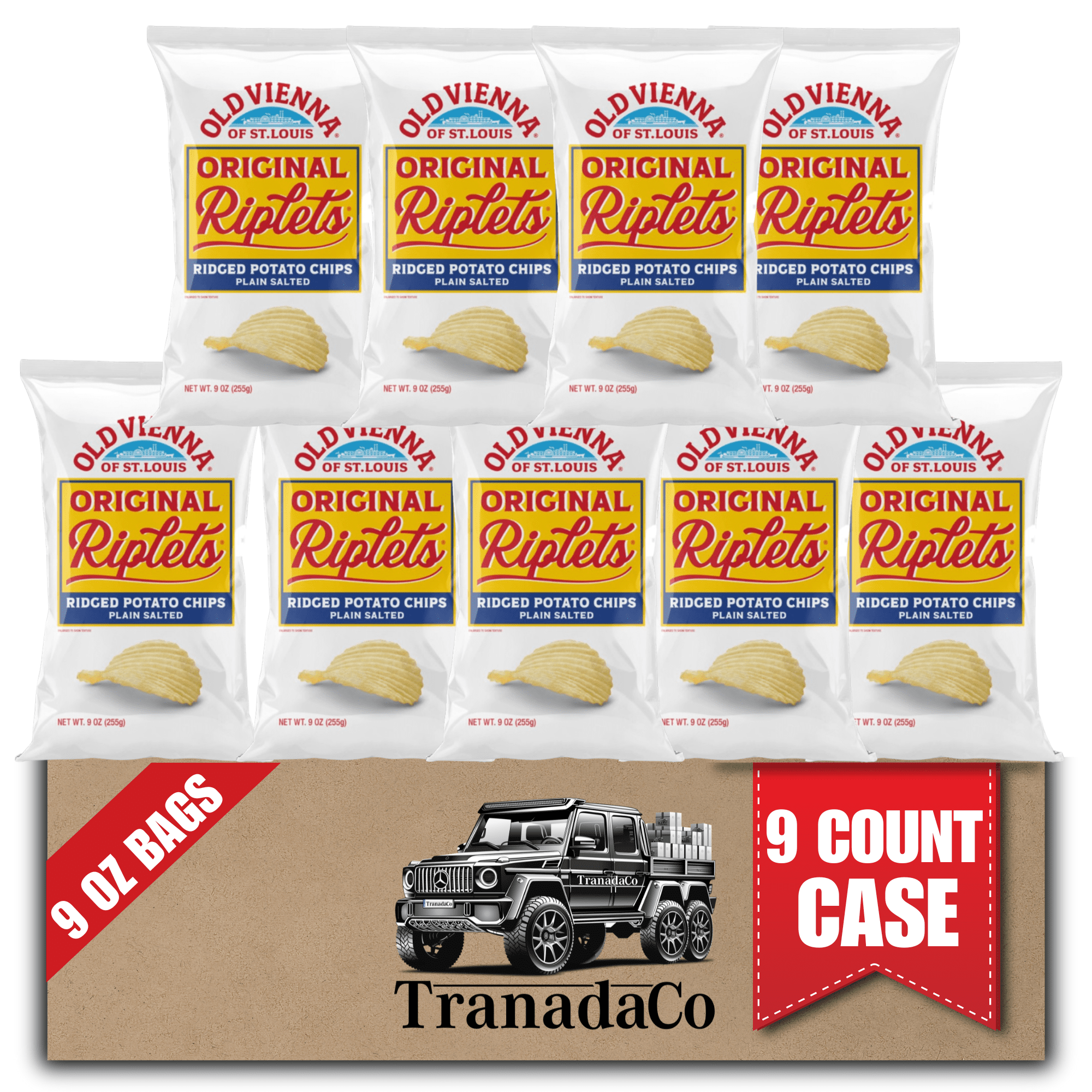 Old Vienna Salted Plain Ridge Riplets Potato Chips, 9 oz Bags (Case of ...