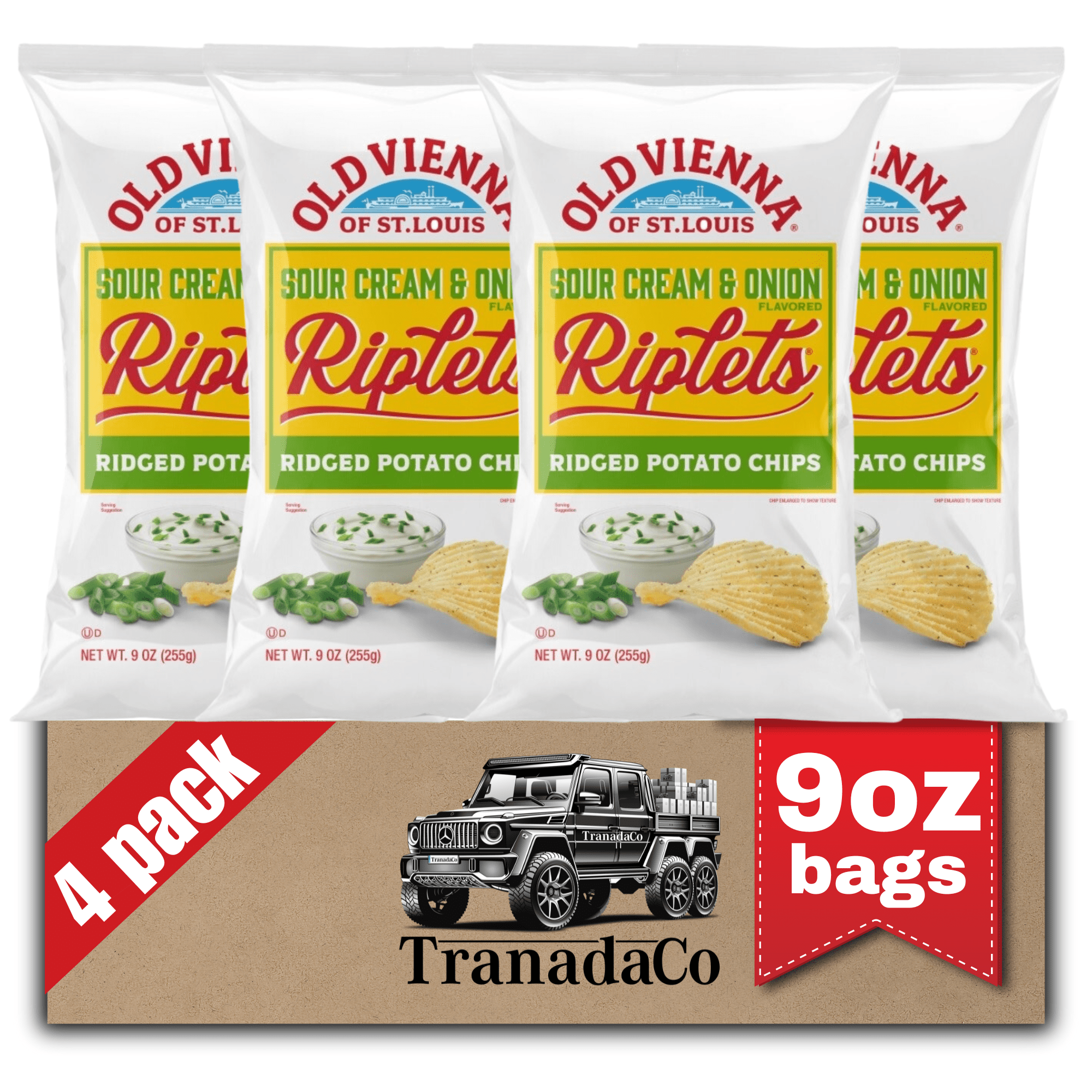 Old Vienna Sour Cream & Onion Flavored Riplets Ridged Potato Chips, 9 ...