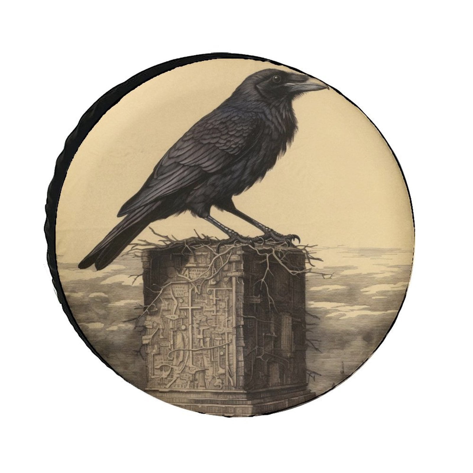 Old Vintage Black Bird Crow Camper Spare Tire Cover Vintage Black Crow ...