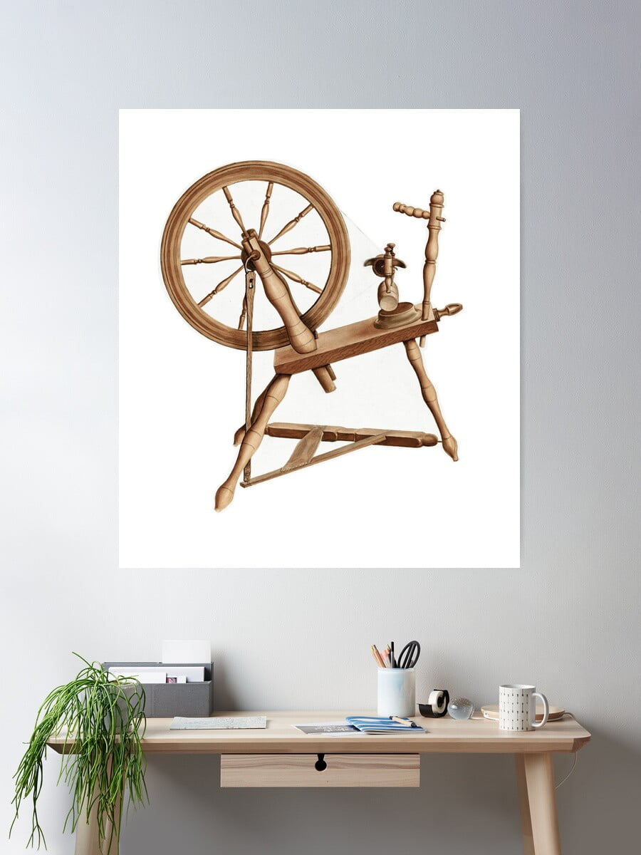 Old Vintage Spinning Wheel For Handspinners Poster Wall Art, Modern ...