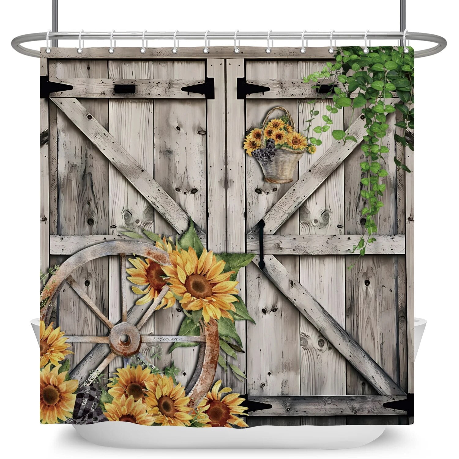 Old Vintage Wooden Door Shower Curtain Retro FarmHouse Farm Barn Home ...