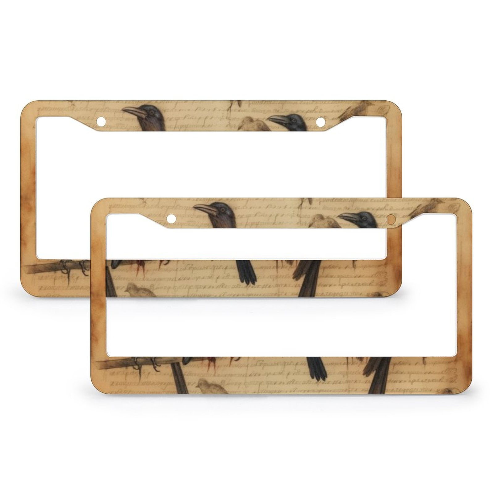 Old Vintaghe Black Bird License Plate Cover 2 Pack Vintage Crow Black ...