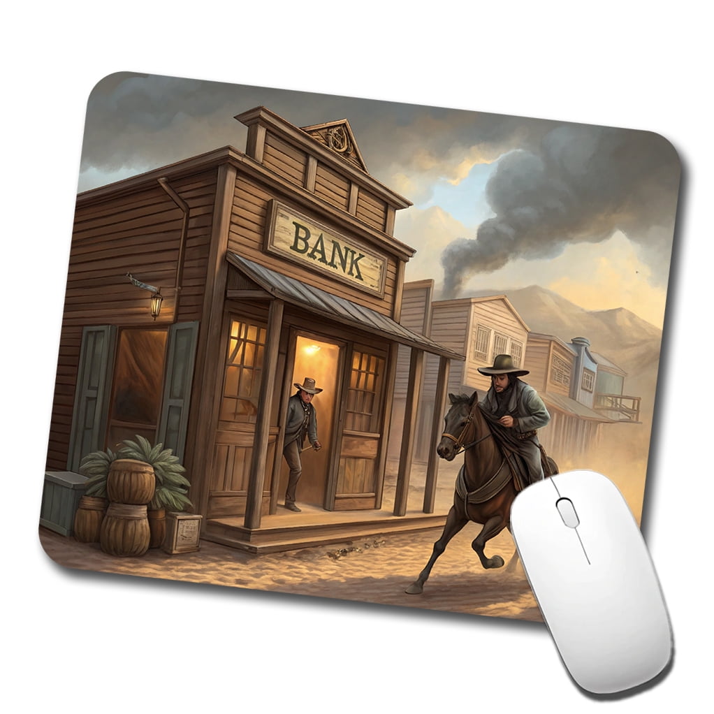 Old West Bank Robbery Western Mouse Pad Low Profile Gaming Mat ...