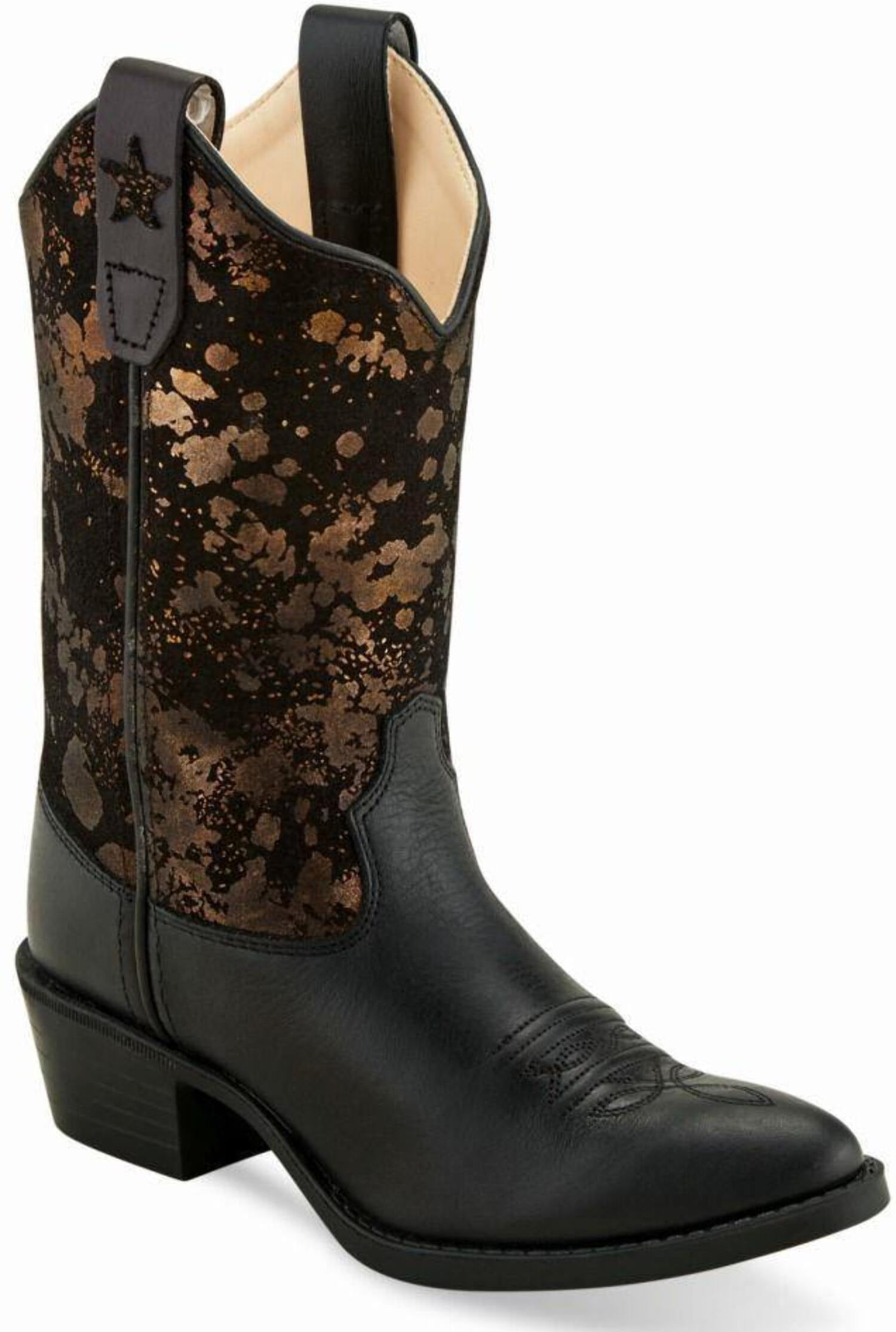 Old West Black Splatter Black Childrens Western Boot - Walmart.com