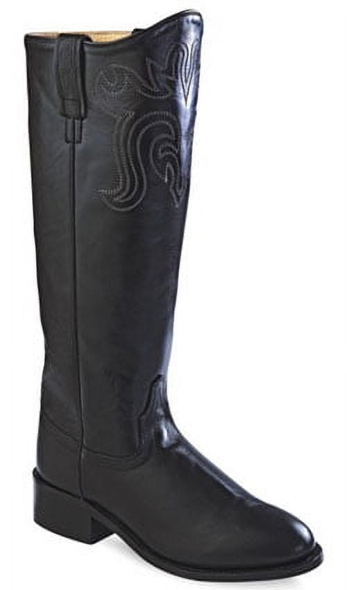 Old West Black Womens All Leather 14in Tall Roper Toe Cowboy Boots 6 M ...