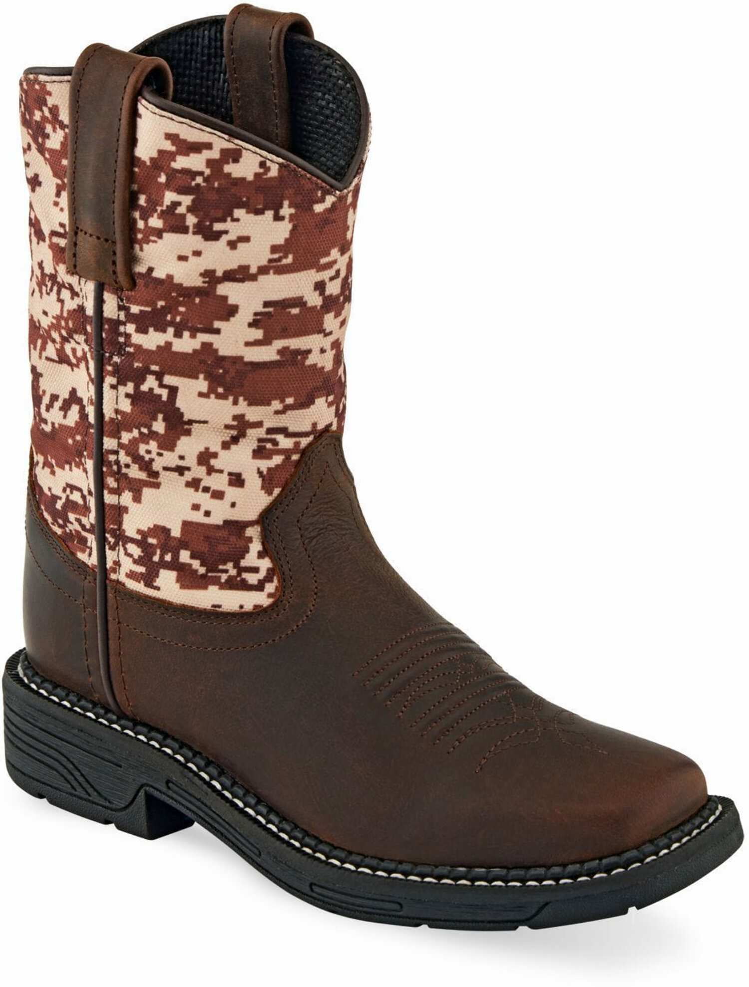 Old West Boys' Camo Western Boot Broad Square Toe - WB1006Y 5 1/2 D ...