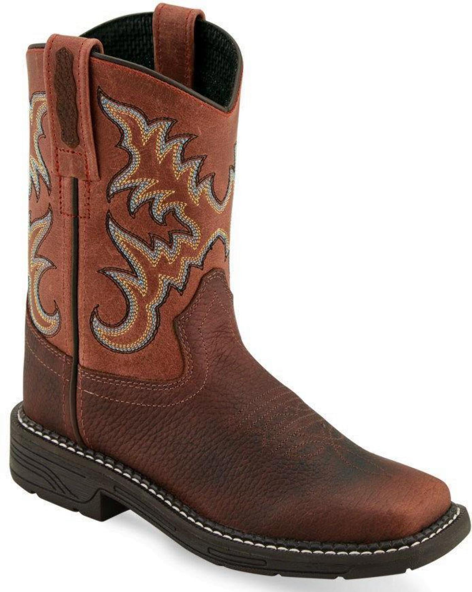 Old West Brown Square Toe Children - Boot Kids Boys - Wb1009 - Walmart.com