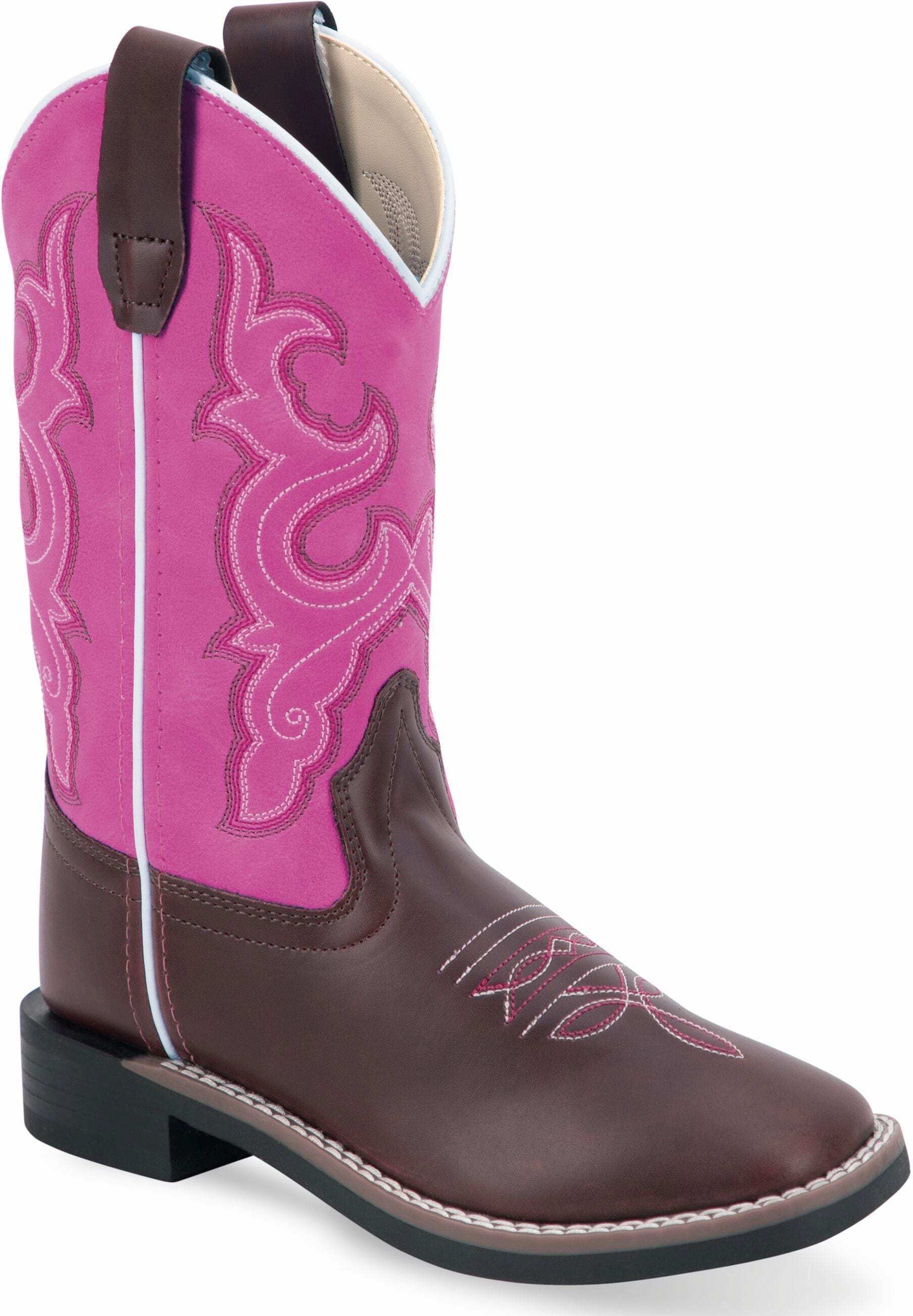 Old West Burnt Brown Foot Pink Shaft Children All Over Leatherette ...