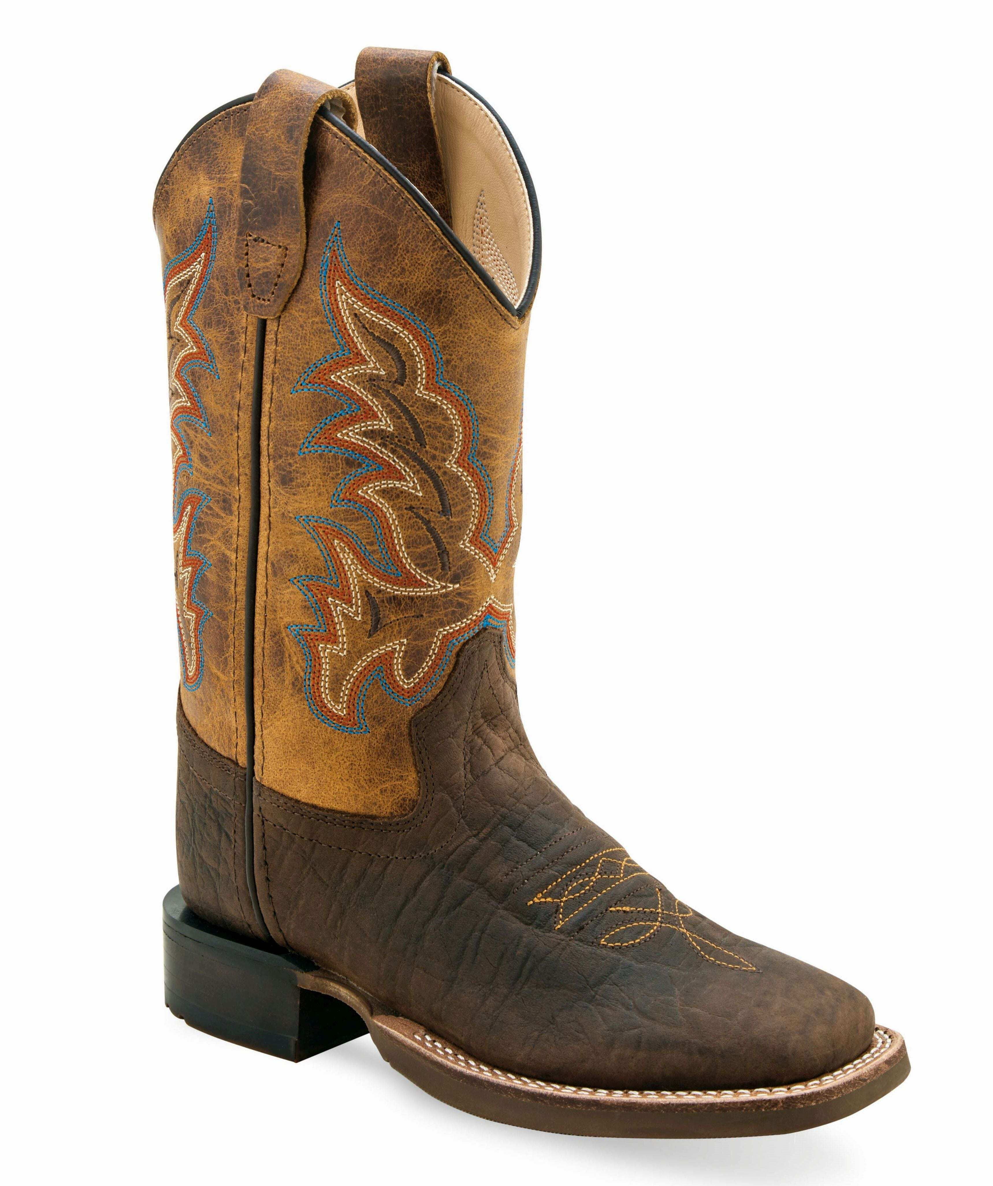 Old West Childrens Leather Square Brown - Boot Kids Boys - Bsc1955 ...