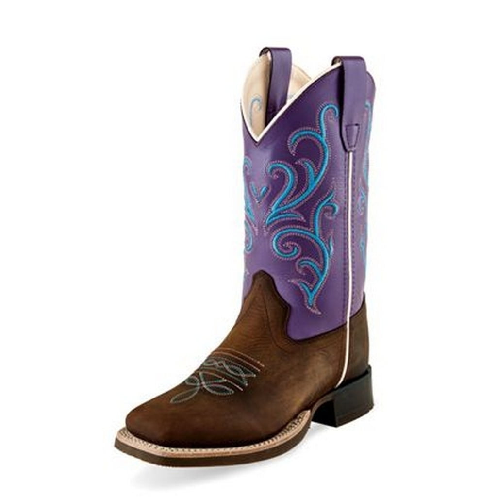 Old West Cowboy Boots Girls Leather Cushioned Purple Brown BSC1907 ...