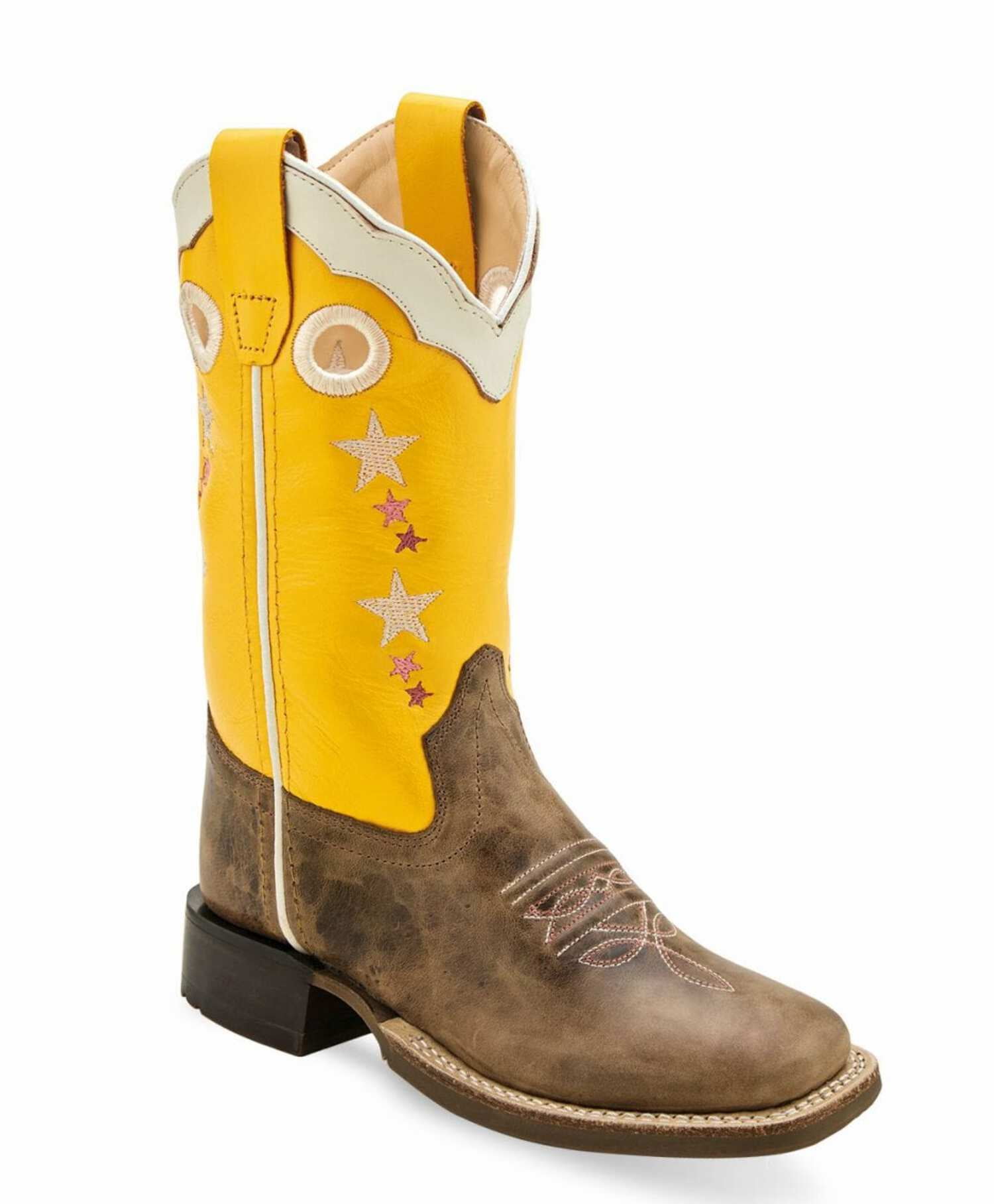 Old West Girls' Cactus Western Boot Broad Square Toe - BSC1962 3 D ...