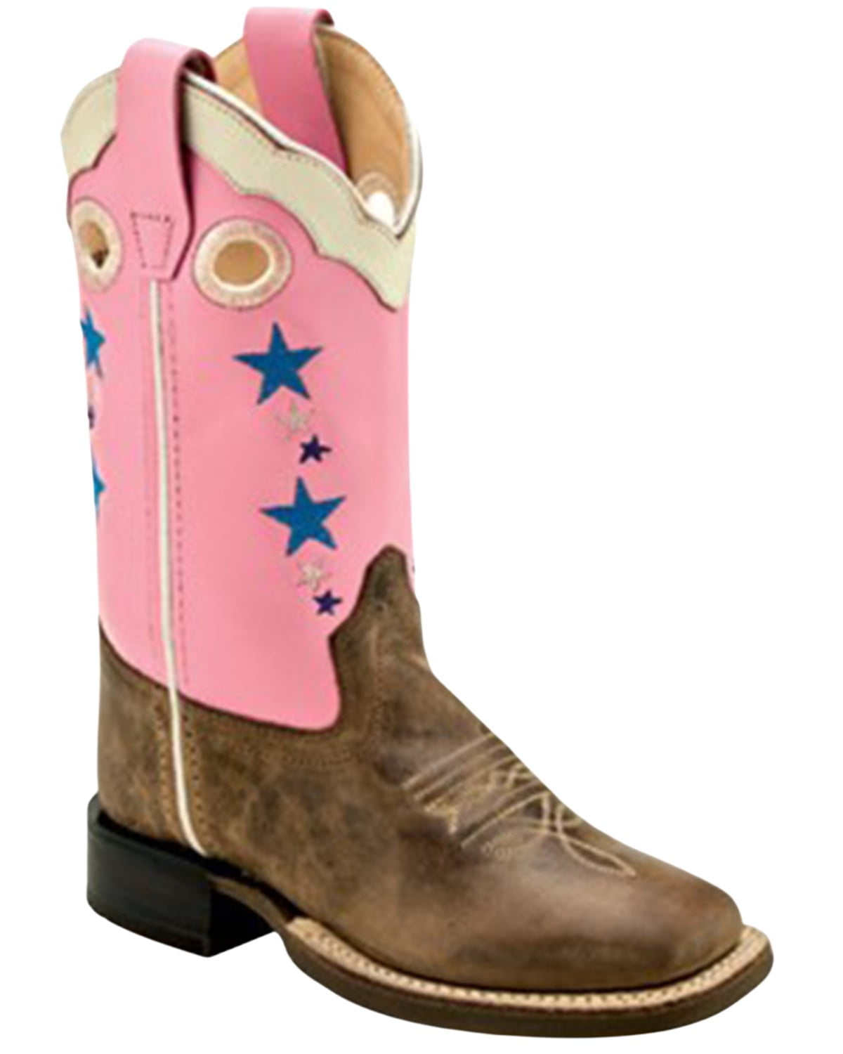 Old West Girls' Cactus Western Boot Broad Square Toe - BSC1963 2.5 D ...