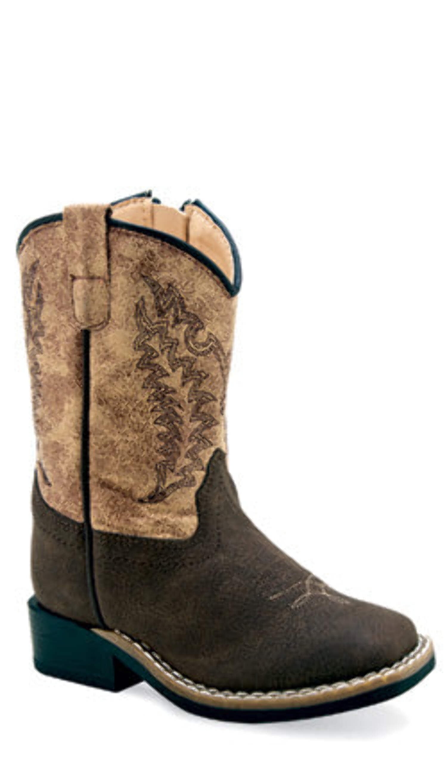 Old West Toddler Boys Square Toe Cowboy Boots, Faux Leather, Brown ...