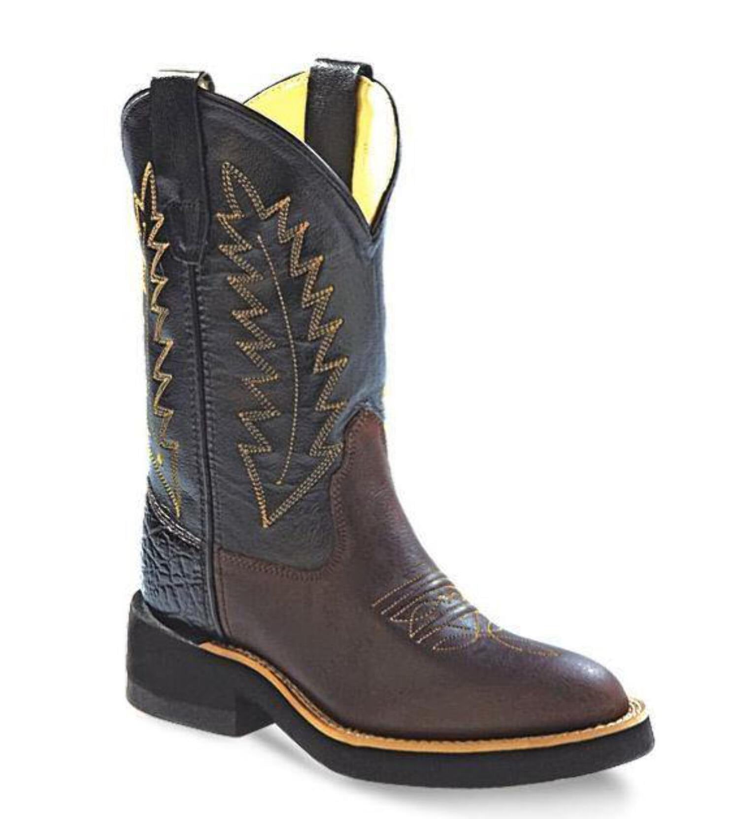 Old West Jama Unisex Kids Round Toe Leather Boots, Brown, Size 10 ...