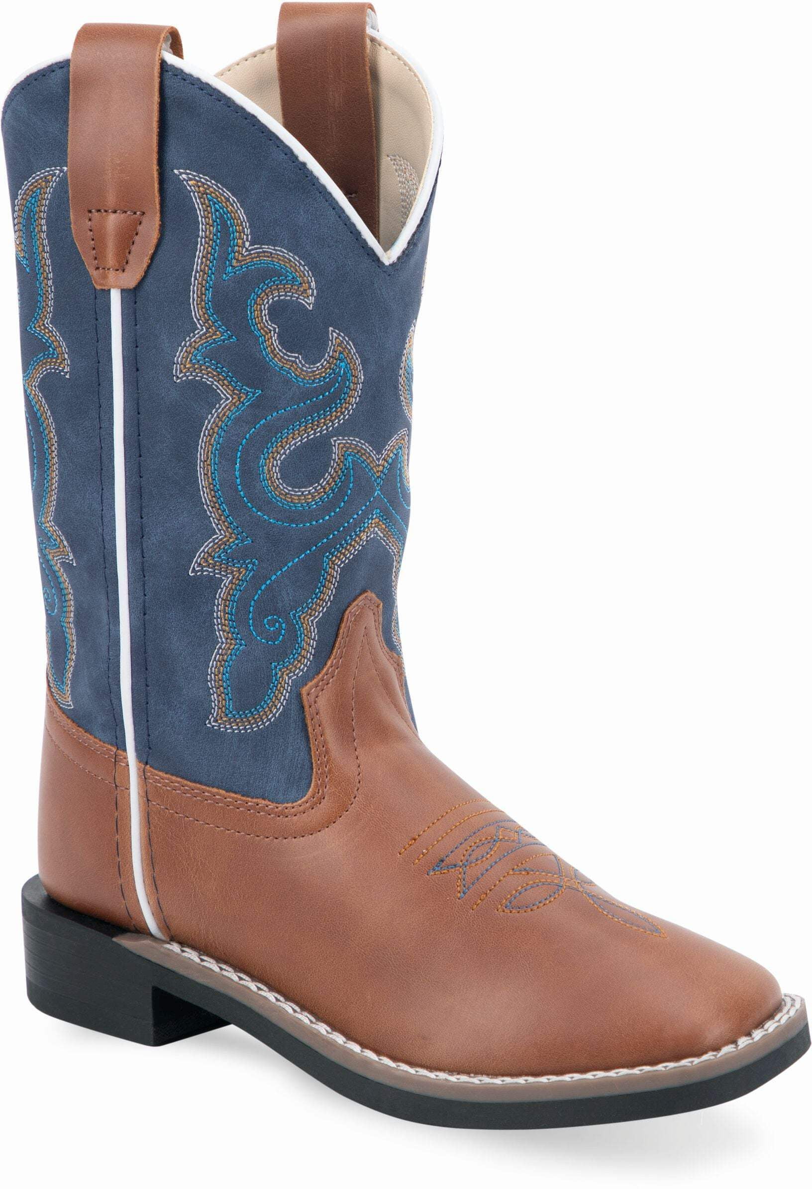 Old West Light Tan Foot Denim Blue Shaft Children All Over Leatherette ...