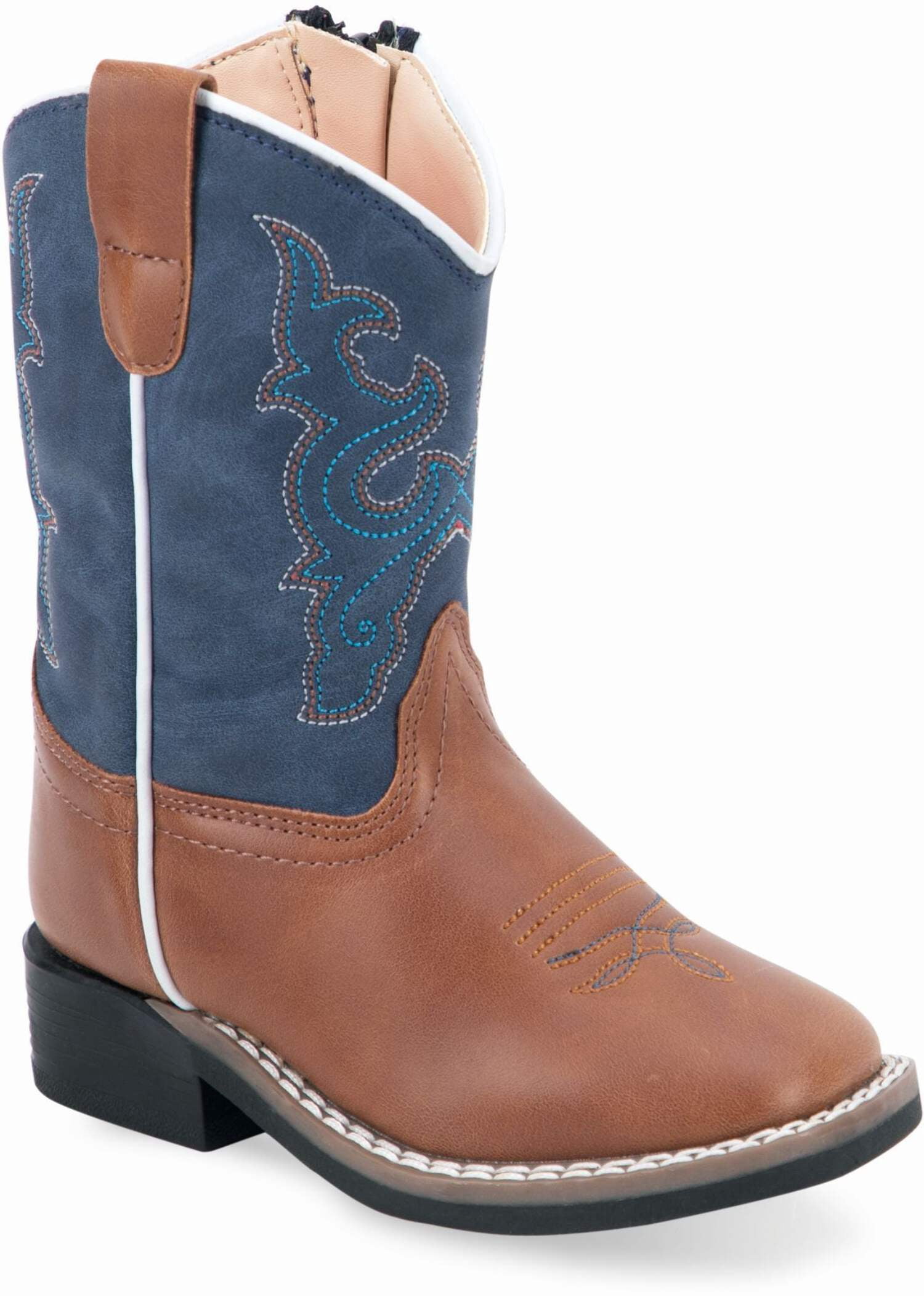 Old West Light Tan Foot Denim Blue Shaft Toddler's All Over Leatherette ...