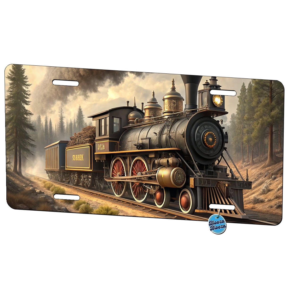 Old West Steam Locomotive Western Metal Novelty License Plate - Walmart.com