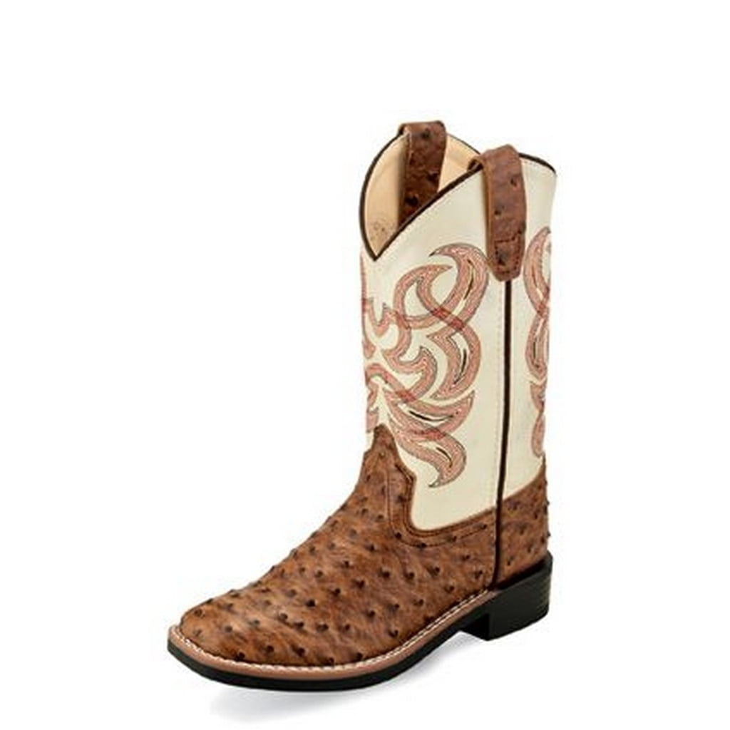 Old West Western Boots Boys TPR Pull On Flexible Brown White VB9174 ...