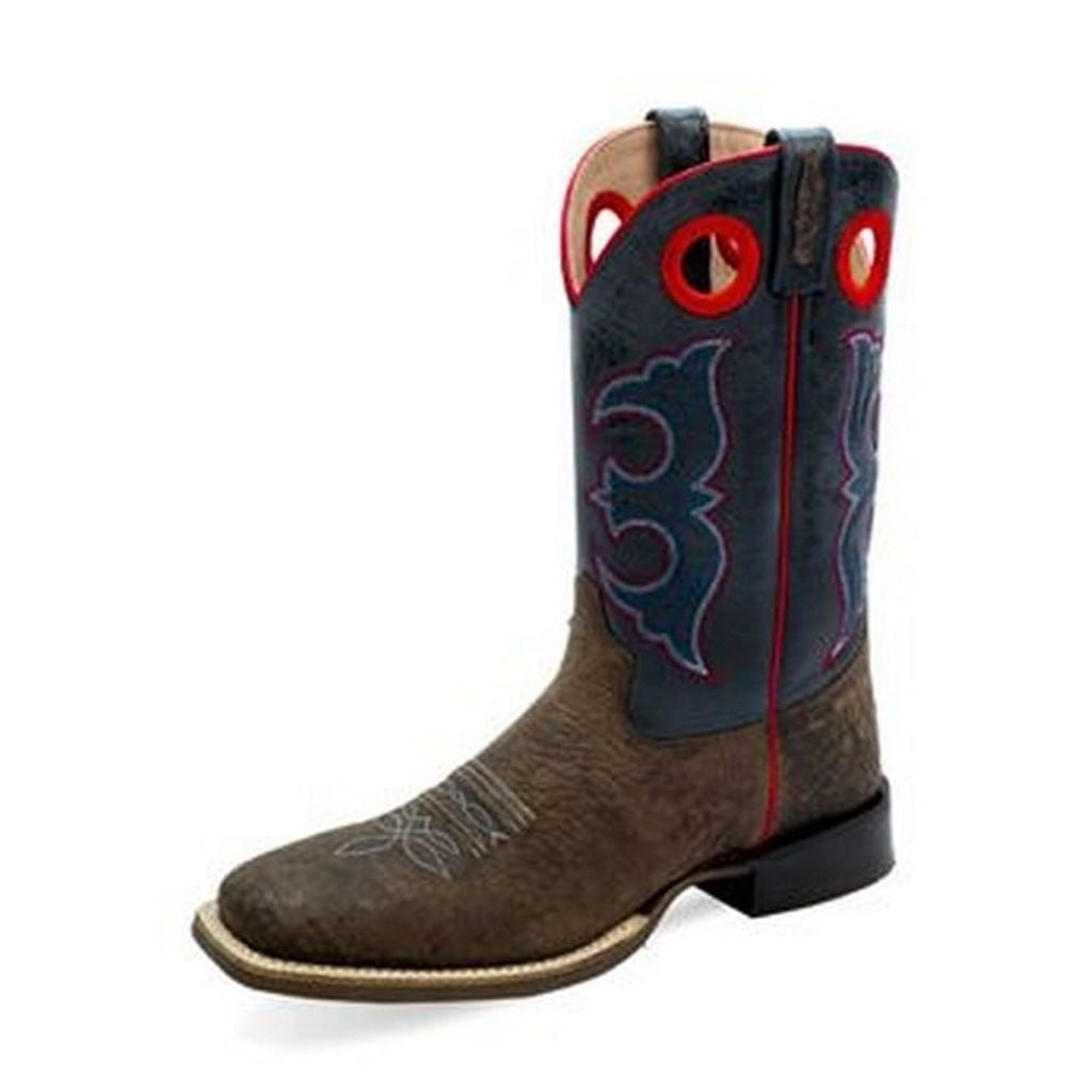Old West Western Boots Mens Lined Cushion Dark Brown Navy BSM1908 ...