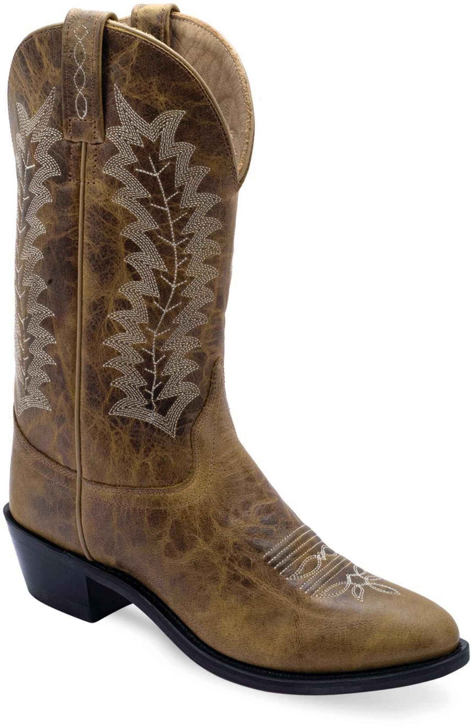Old West Women's Tan Western Boot, Medium Toe, Leather Upper, Rubber ...