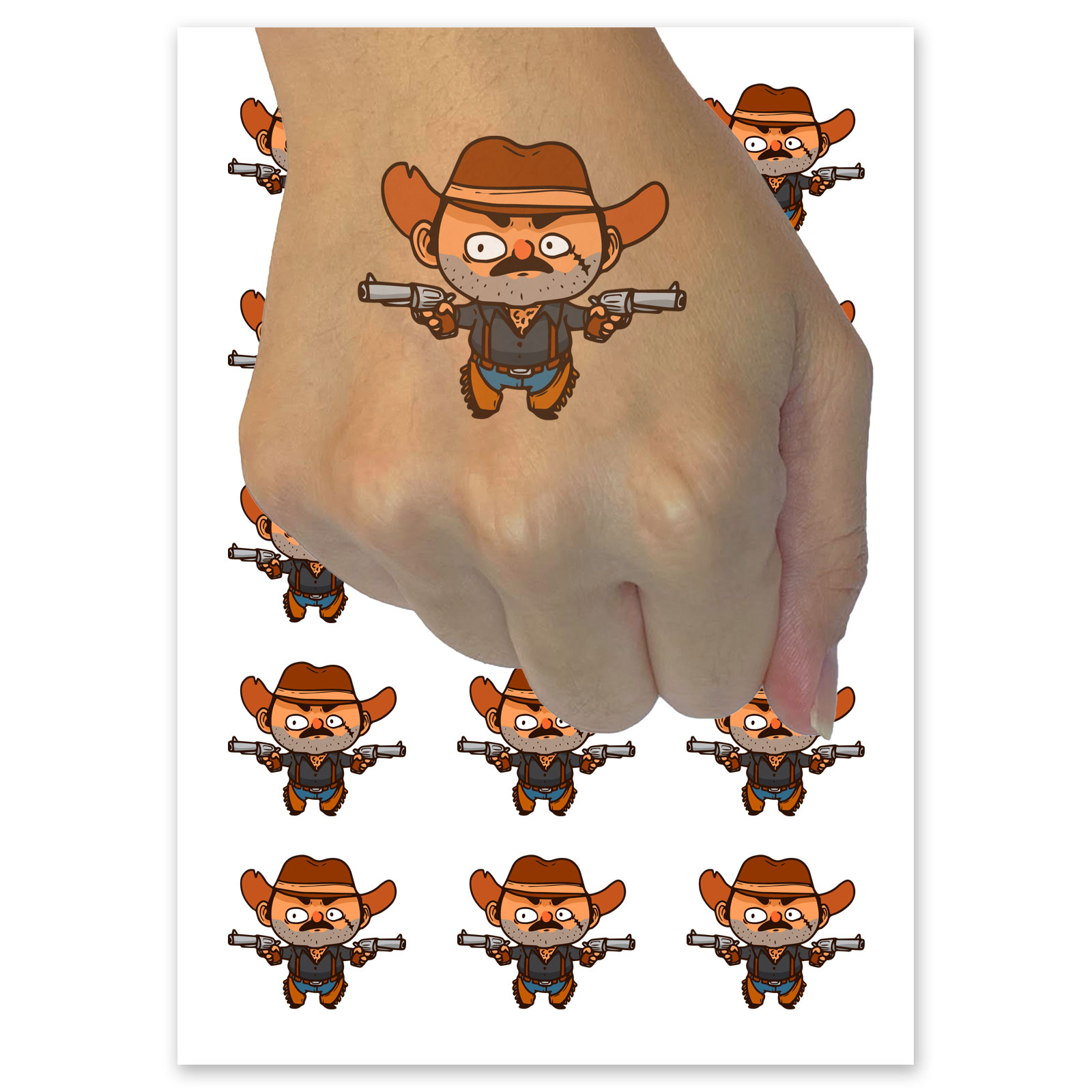 Old Western Cowboy Villain Revolver Temporary Tattoo Water Resistant ...