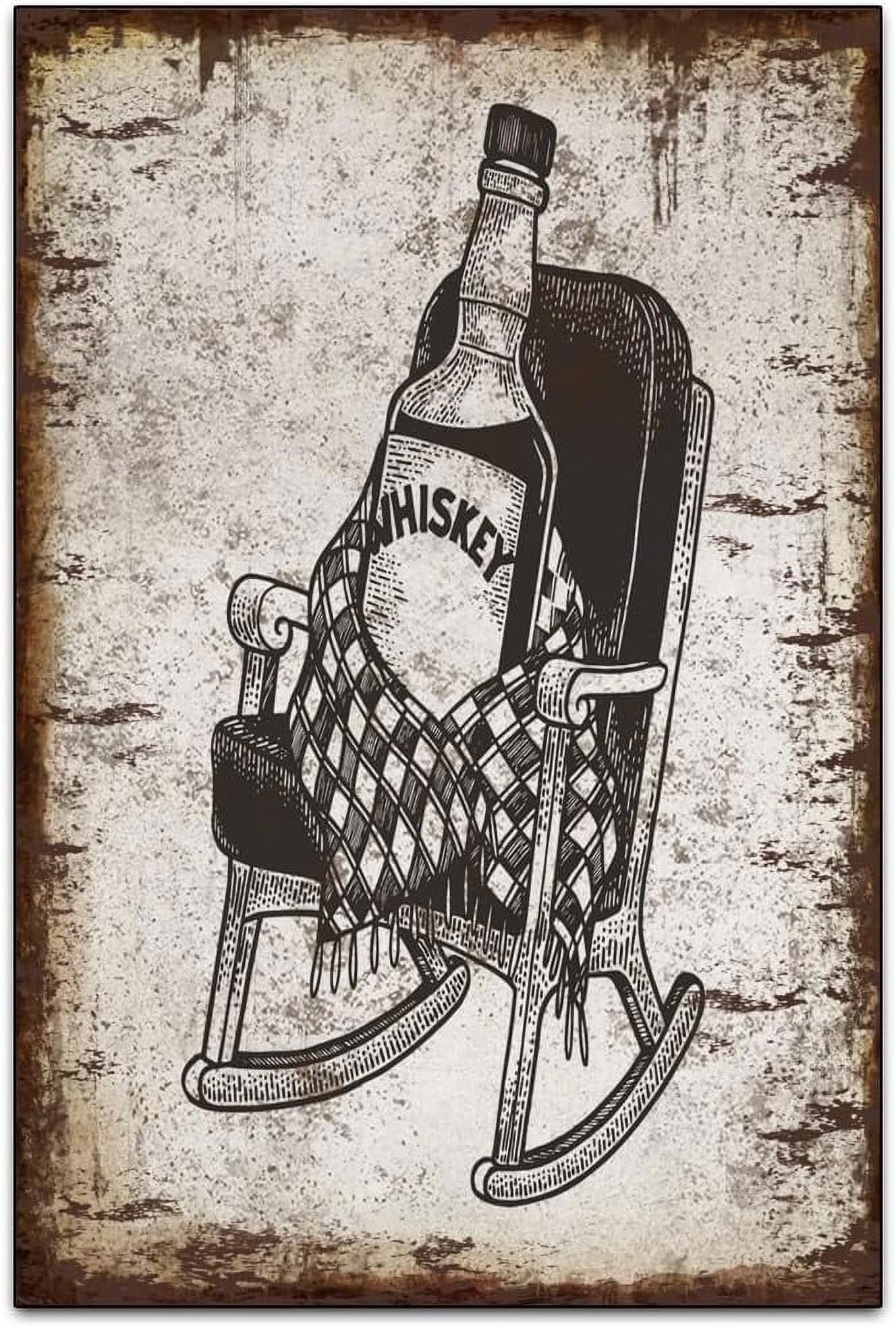 Old Whiskey Sits in A Rocking Chair - Funny Retro Classic Art Wall ...