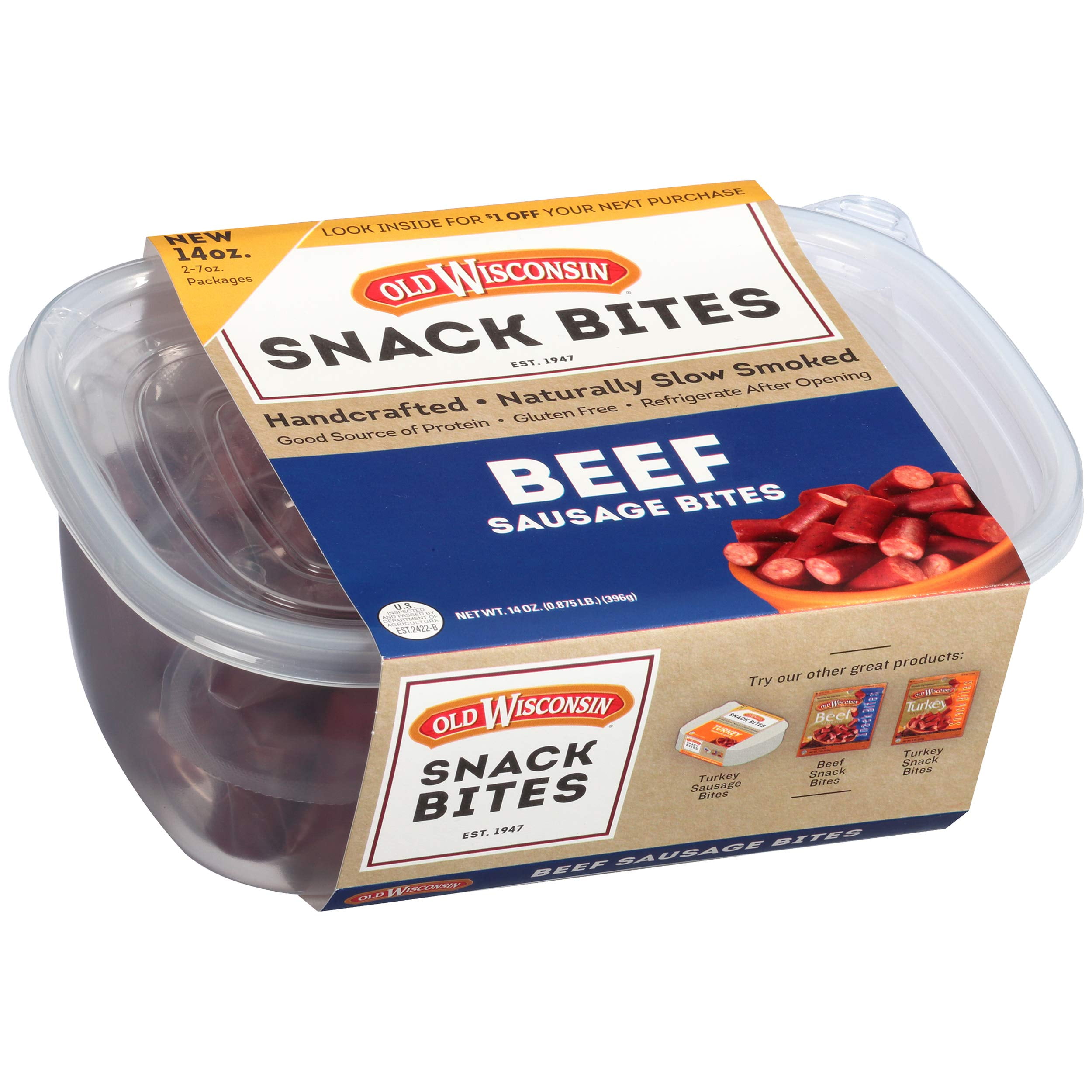 Old Wisconsin Beef Snack Bites, Smoky Hardwood Sausage, Protein-Packed ...