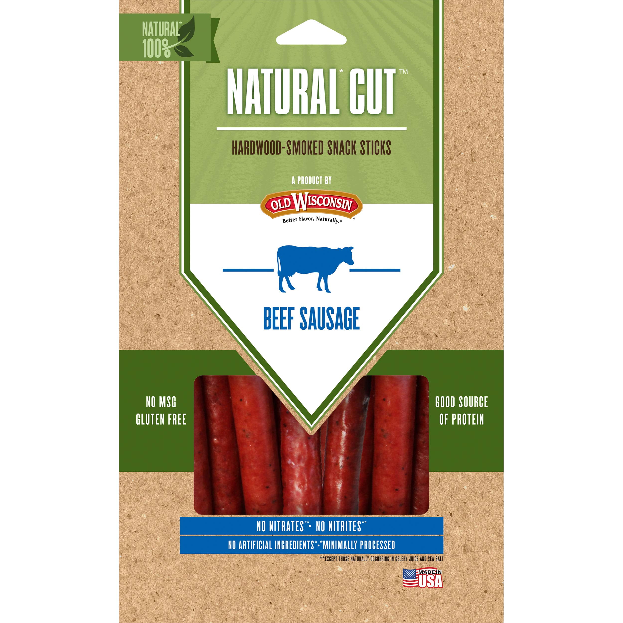 Old Wisconsin Natural Cut Snack Sticks, Beef, MDH16 Ounce - Walmart.com