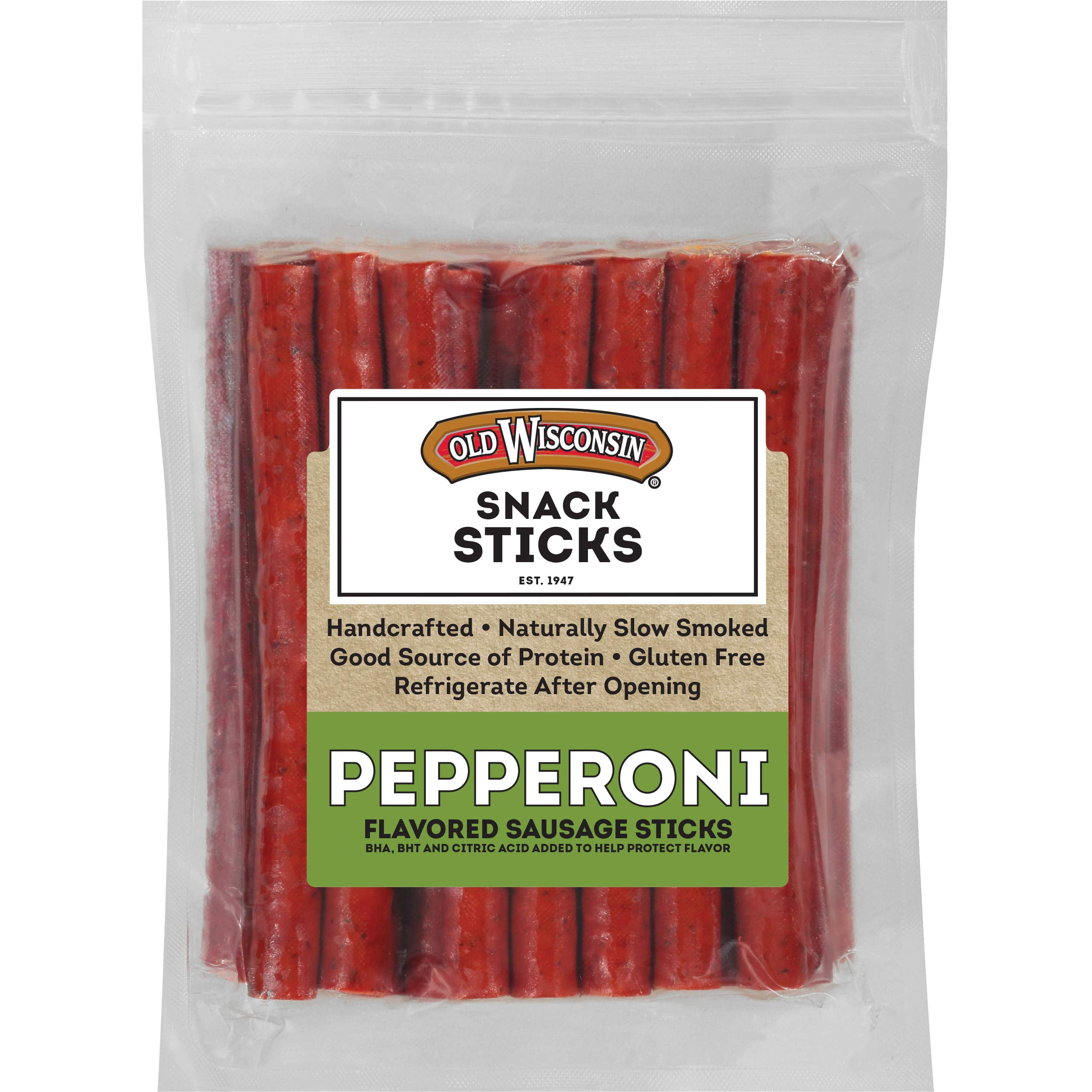 Old Wisconsin Pepperoni Sausage DNF2 Snack Sticks, Naturally Smoked, Ready to Eat, High Protein ...