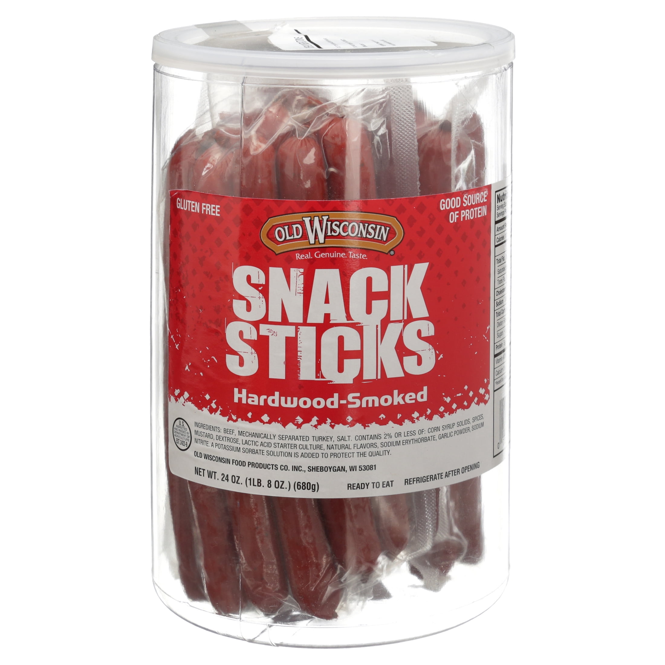 Old Wisconsin Twisted Link Beef Snack Stick Jar, 24oz, Hardwood Smoked ...