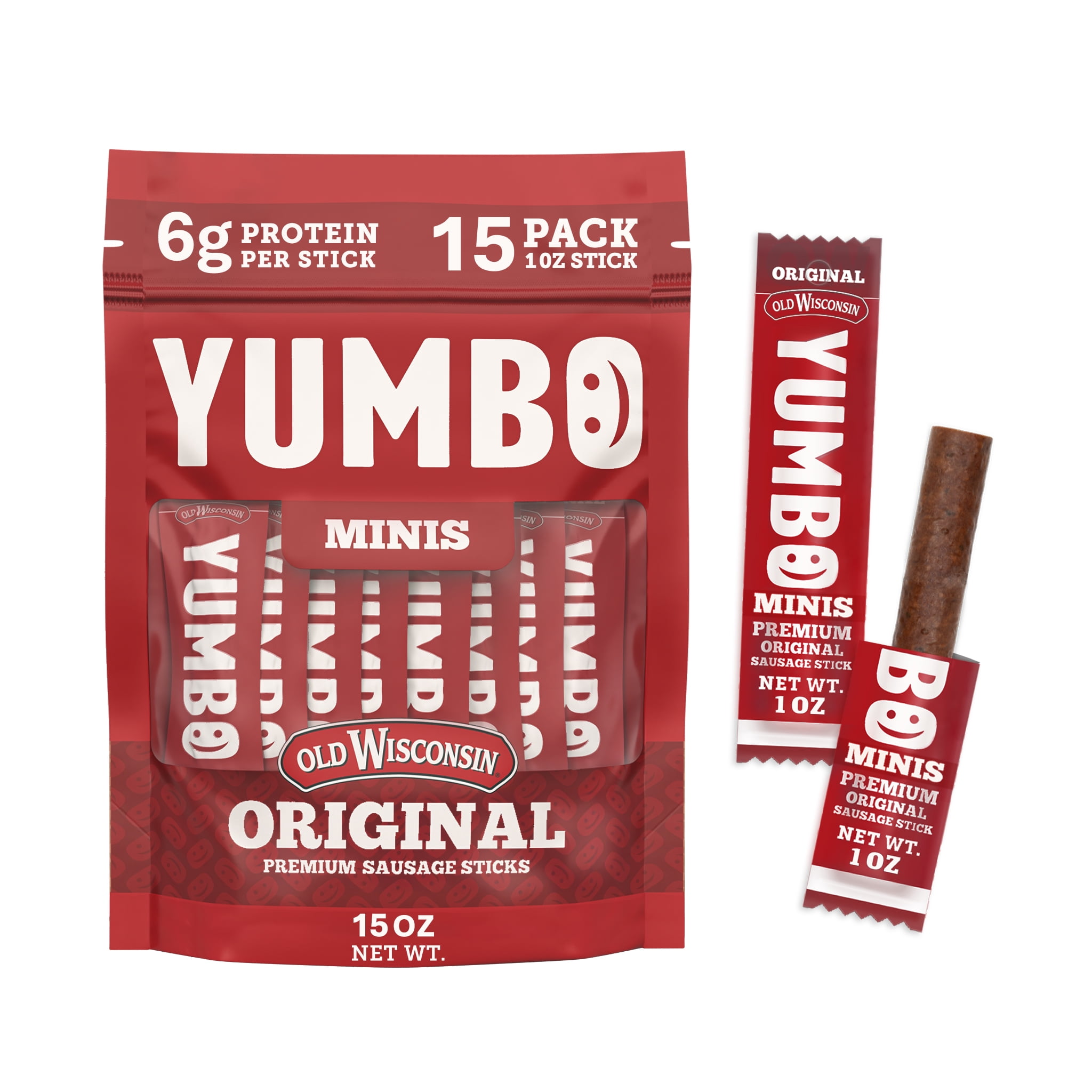 Yumbo Premium Original Flavor Summer Sausage Deli Sticks, 1oz 15 Count ...