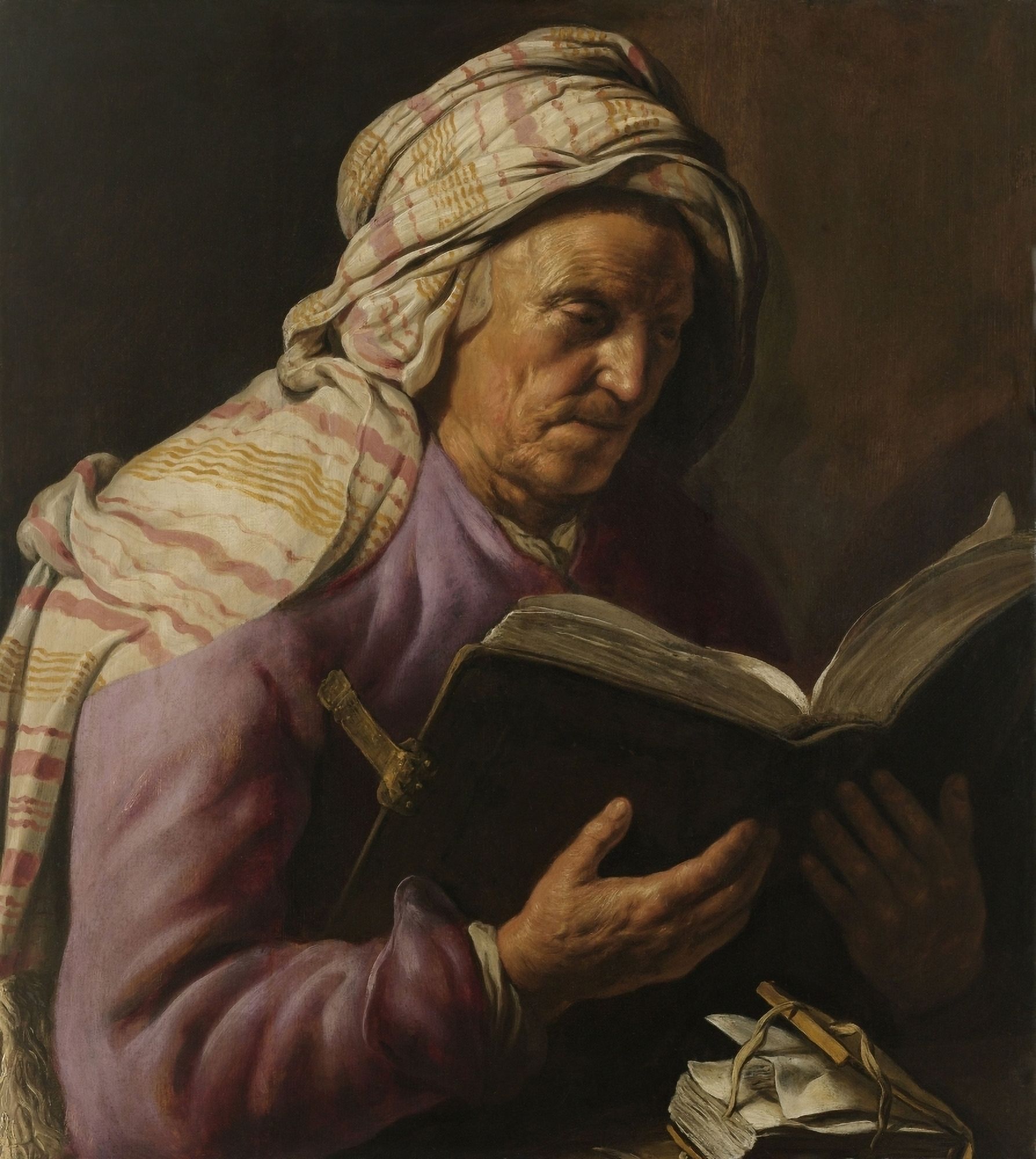 Old Woman Reading Poster Print - Walmart.com