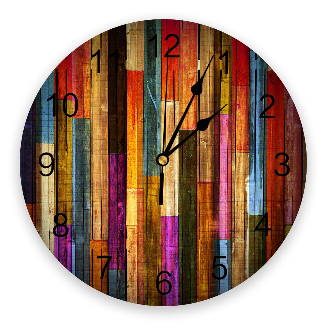 Old Wooden Board Round Wall Clock Acrylic Hanging Silent Time Clock ...