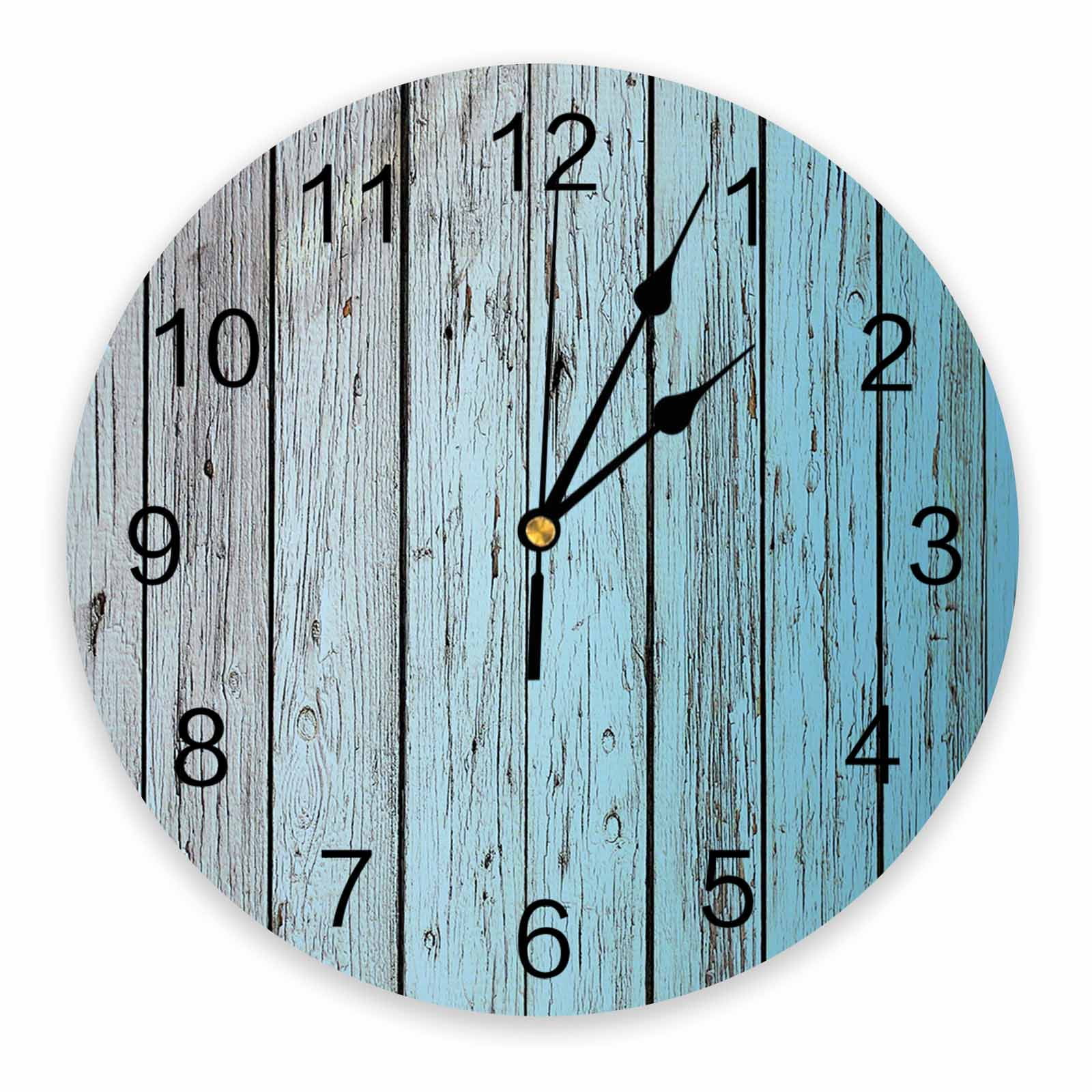 Old Wooden Board Round Wall Clock Acrylic Hanging Silent Time Clock ...
