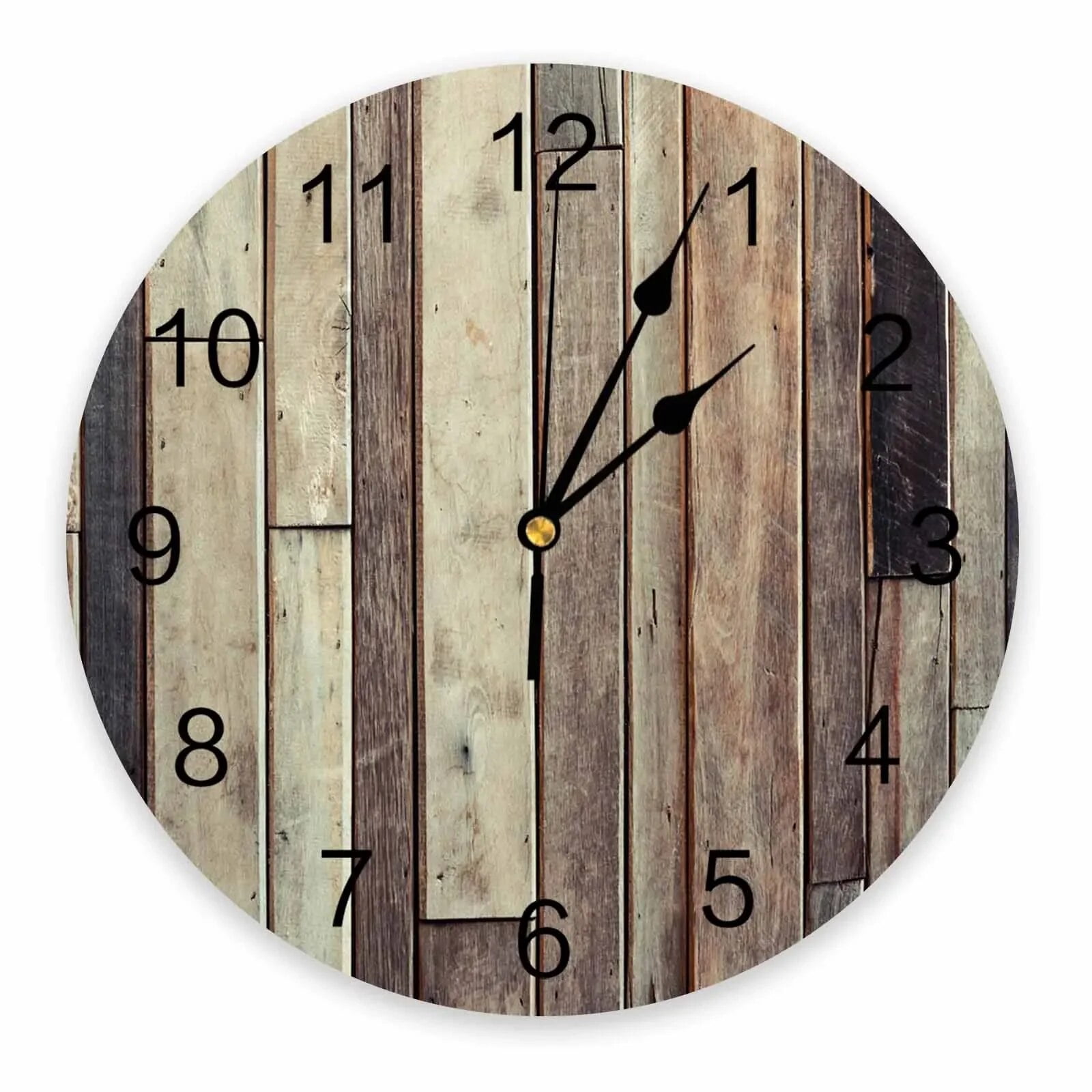 Old Wooden Board Wall Brown Wall Clocks Silent Home Cafe Office Wall ...