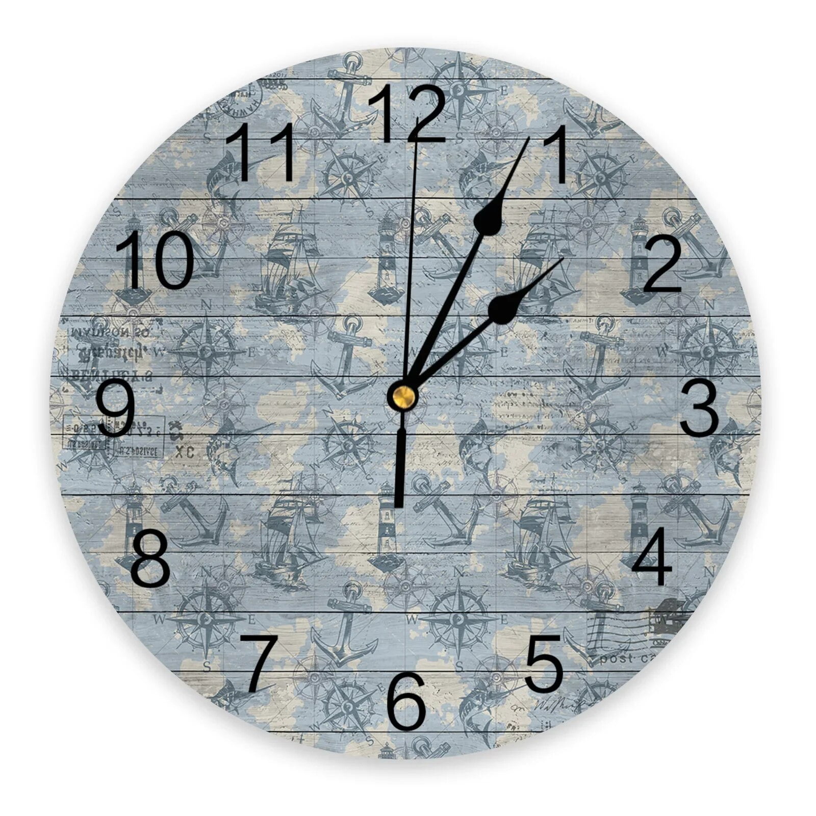 Old Wooden Board Wall Brown Wall Clocks Silent Home Cafe Office Wall ...