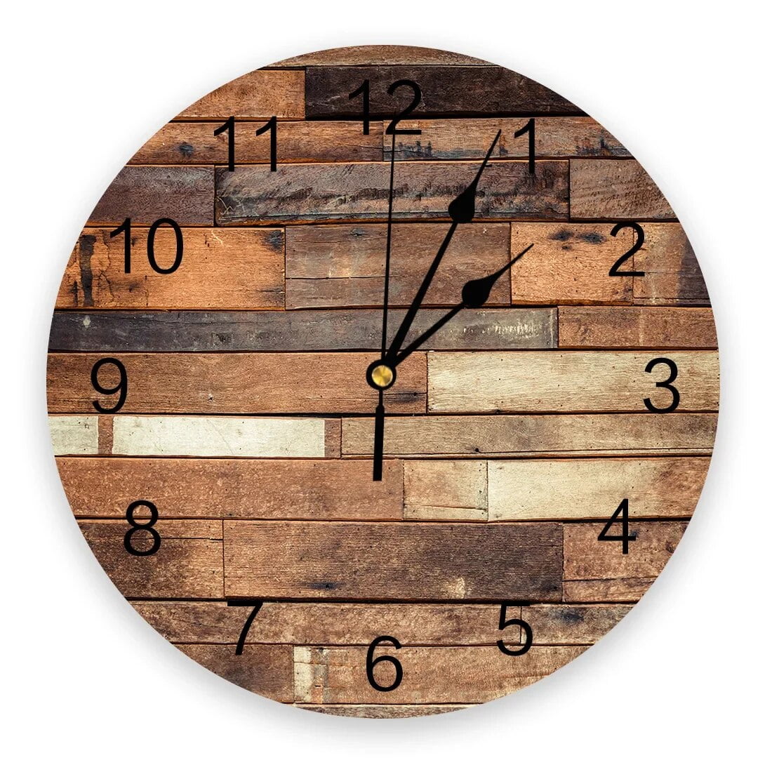 Old Wooden Board Wall Brown Wall Clocks Silent Home Cafe Office Wall ...
