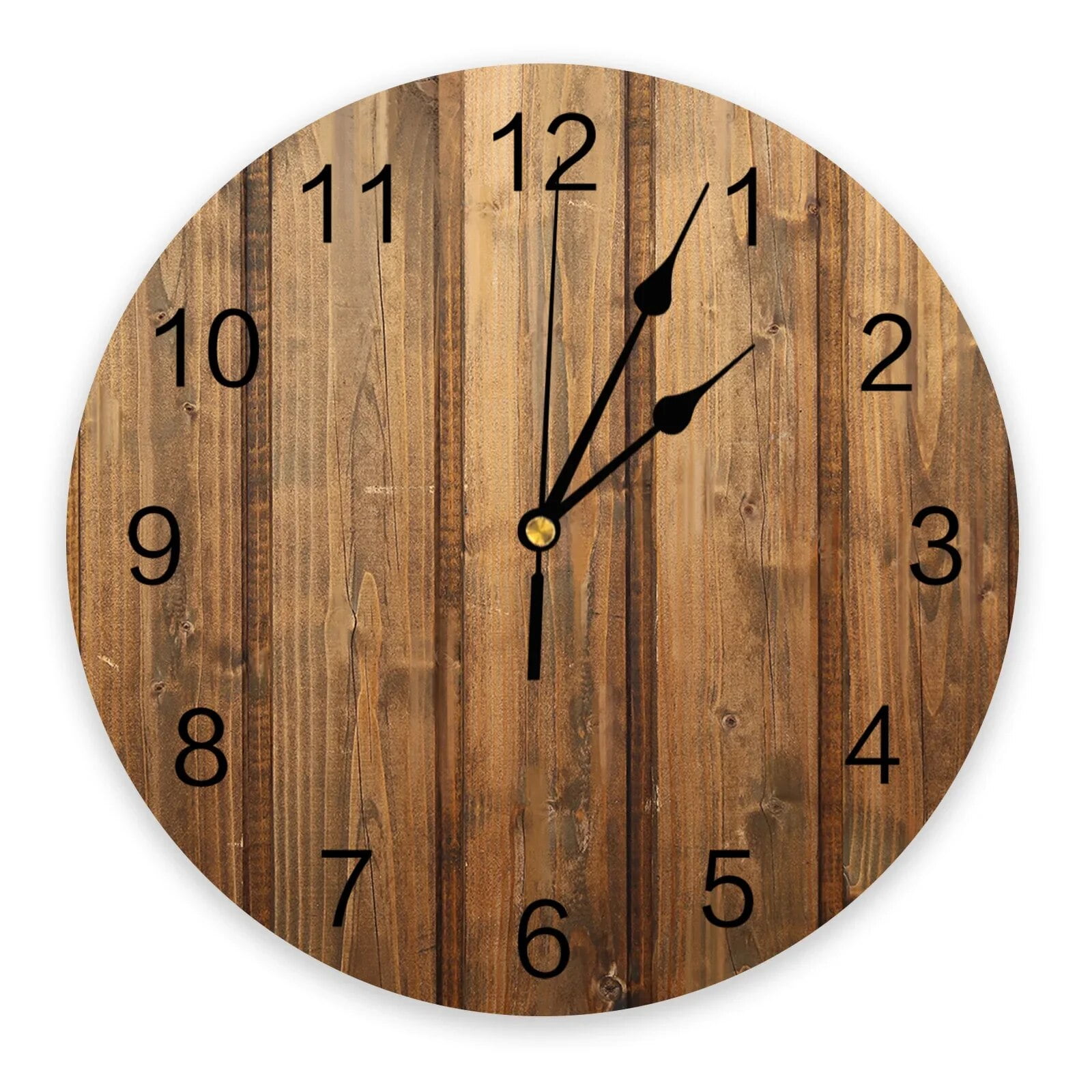 Old Wooden Board Wall Brown Wall Clocks Silent Home Cafe Office Wall ...