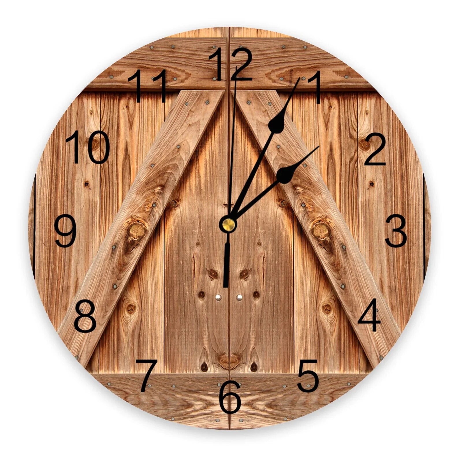 Old Wooden Board Wall Brown Wall Clocks Silent Home Cafe Office Wall ...