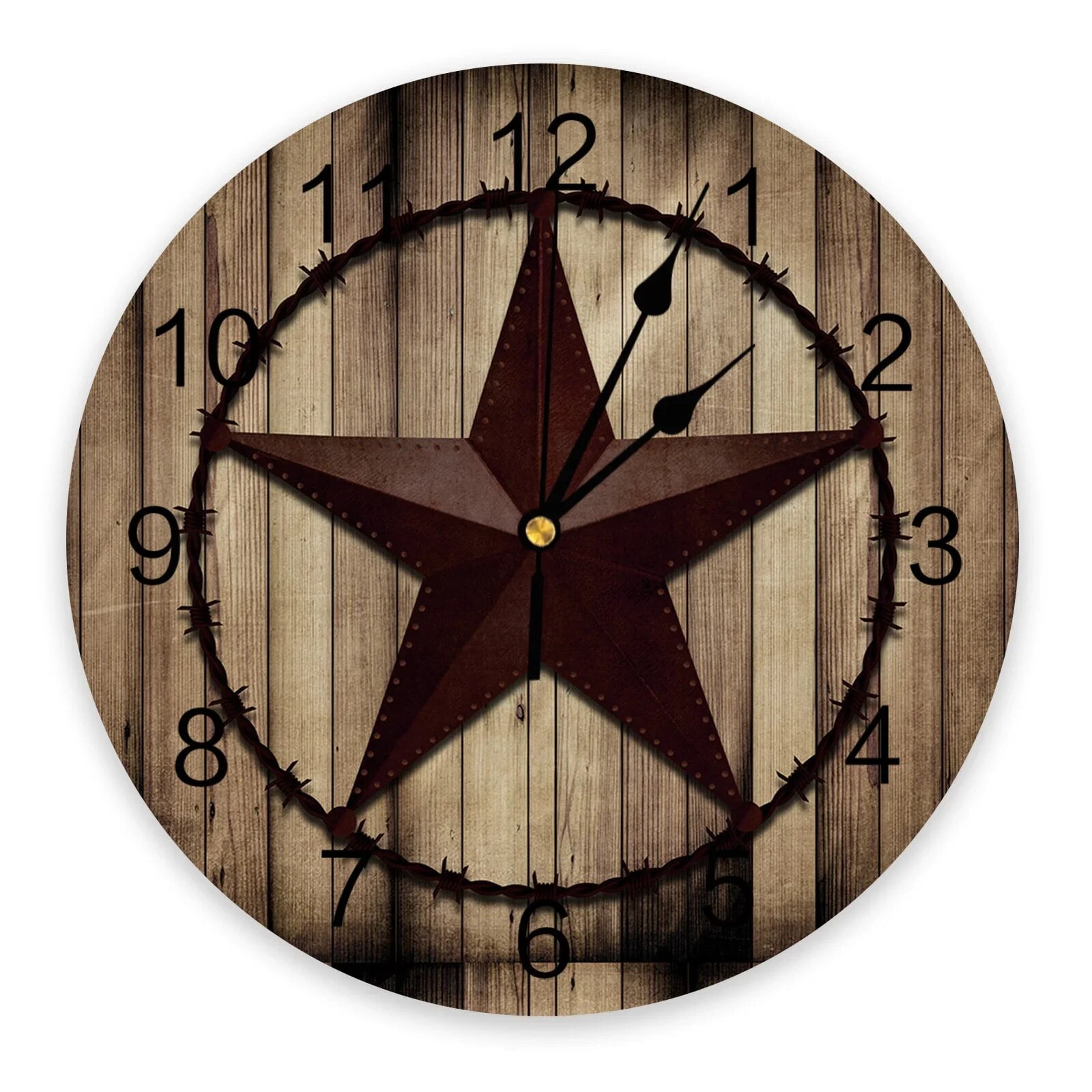Old Wooden Board Wall Brown Wall Clocks Silent Home Cafe Office Wall ...