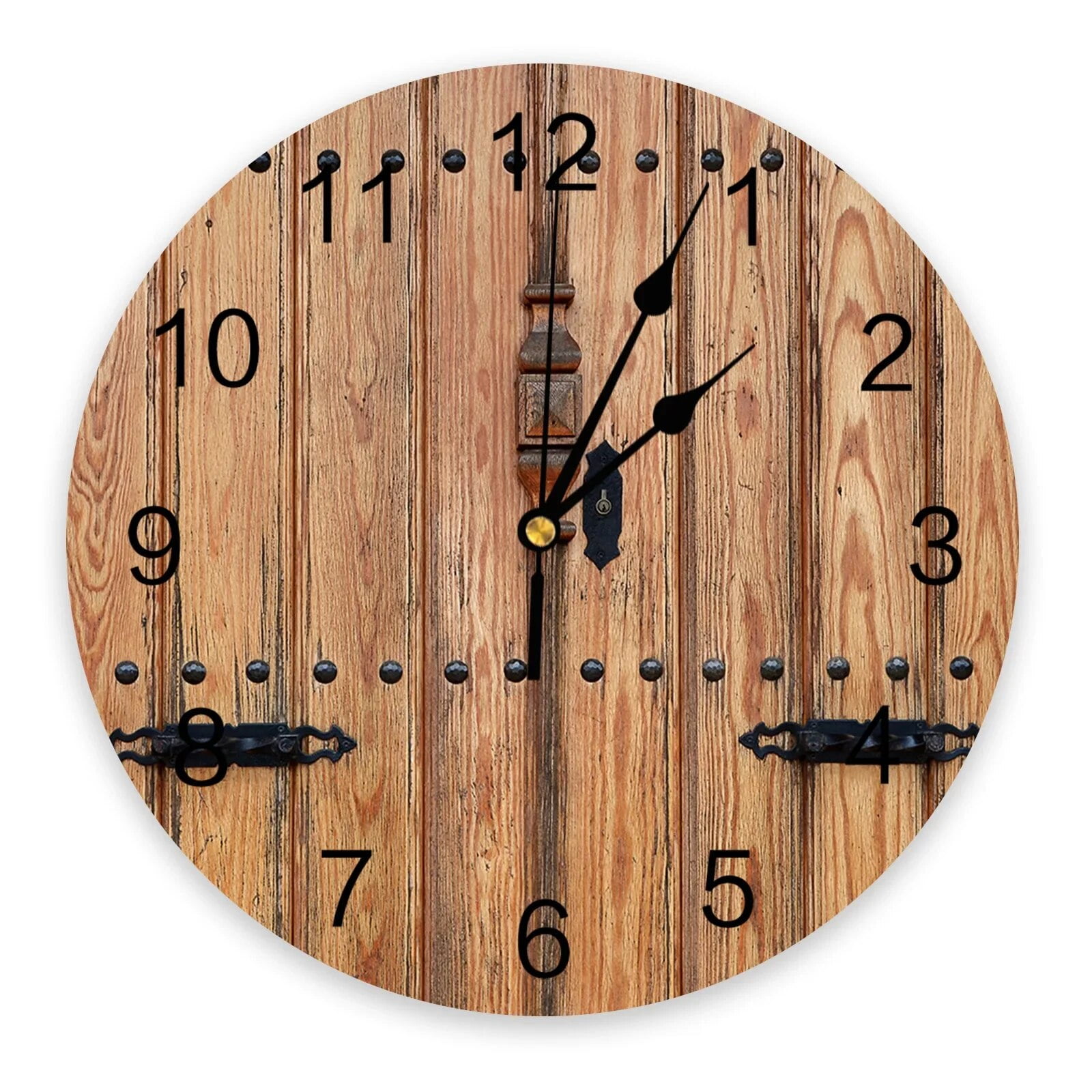 Old Wooden Board Wall Brown Wall Clocks Silent Home Cafe Office Wall ...